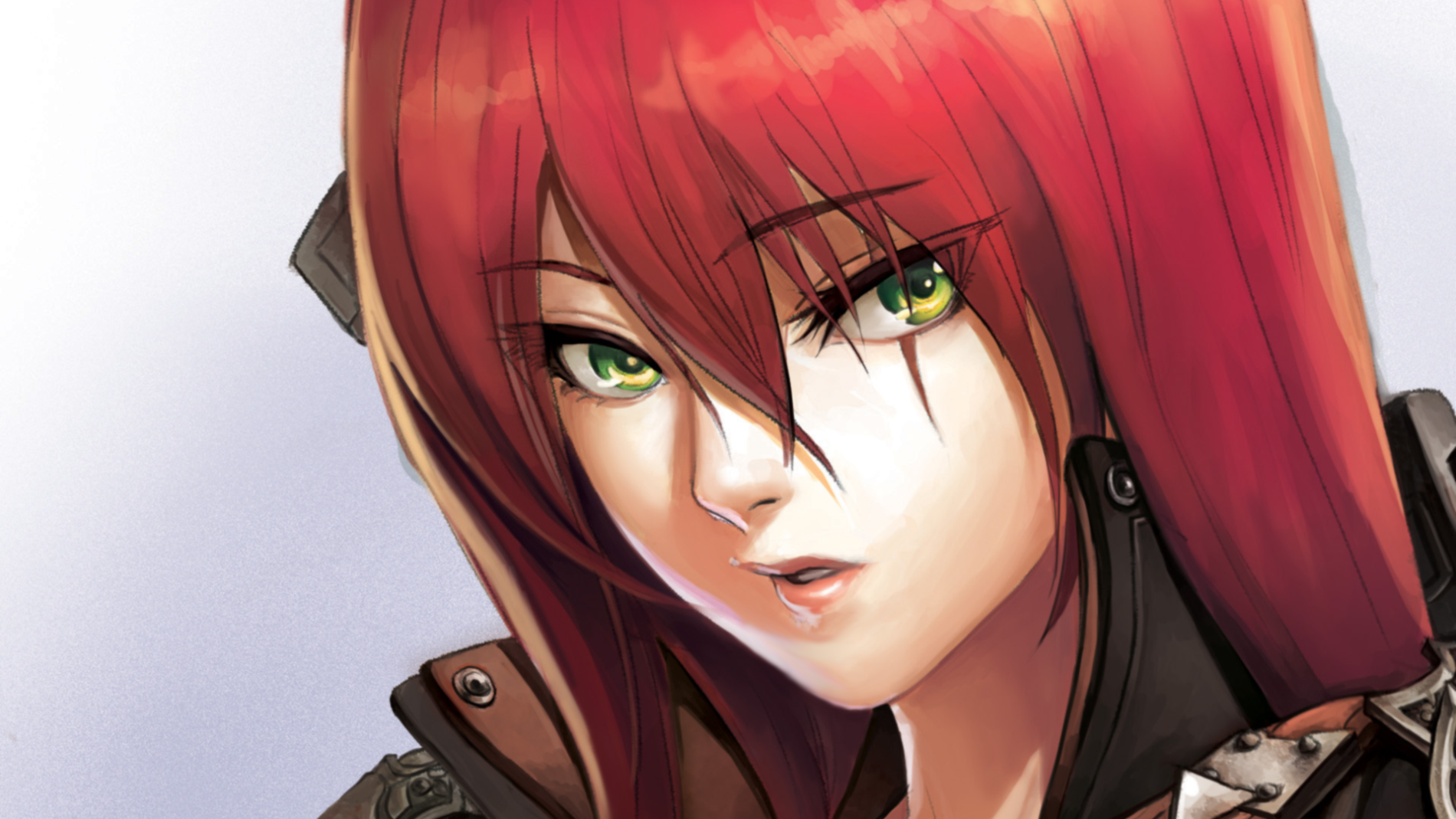 Katarina’s Fierce Gaze: Red-Haired Assassin from League of Legends in Armor