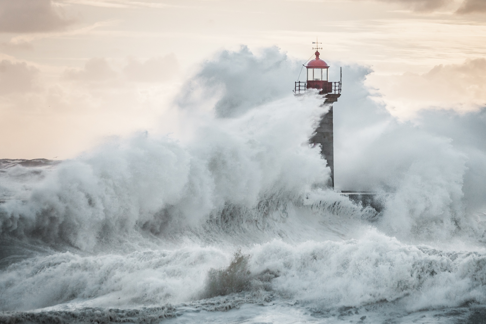 Download Storm Sea Ocean Man Made Lighthouse HD Wallpaper
