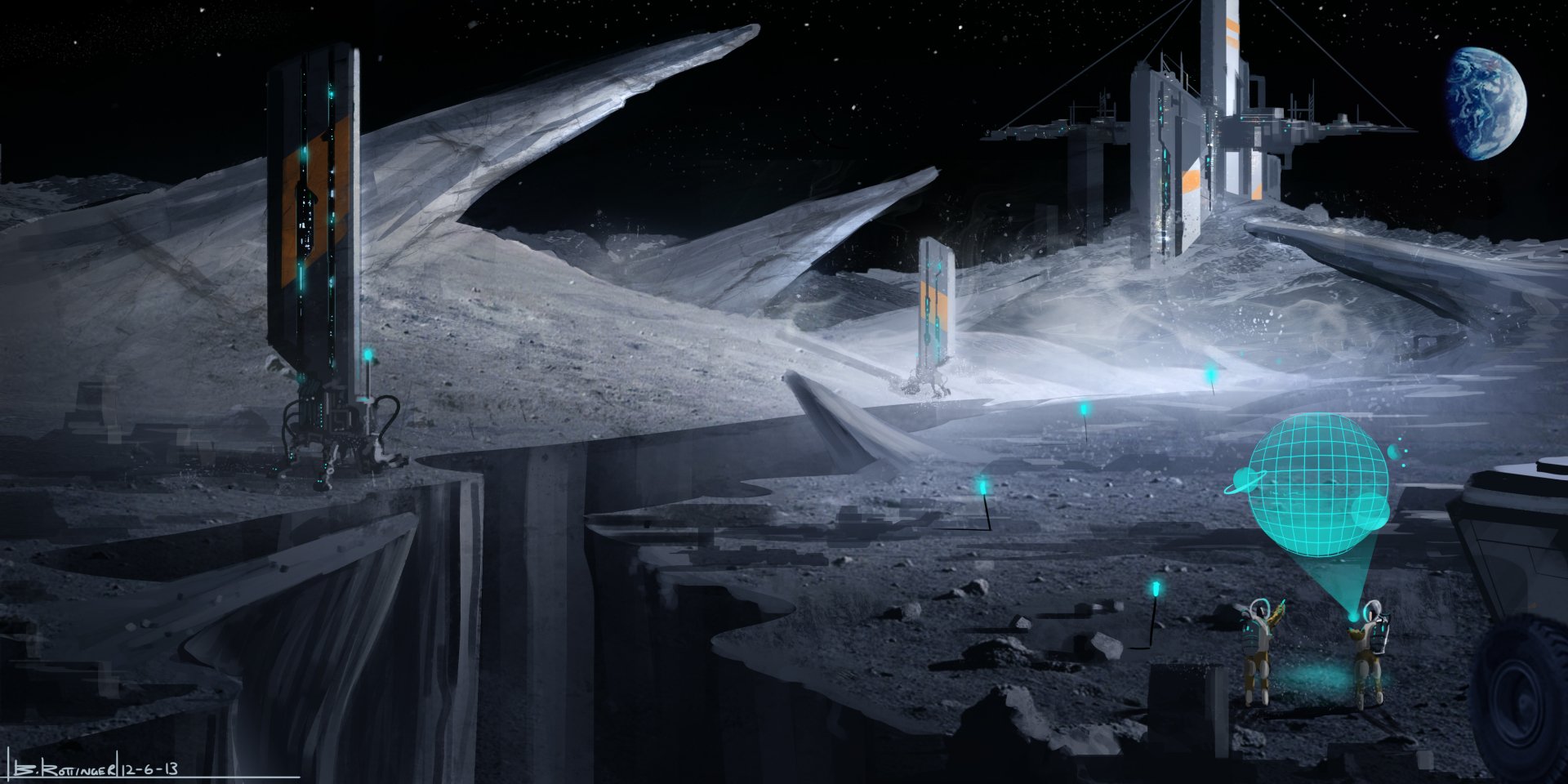 Sci Fi Moon HD Wallpaper by Blake Rottinger