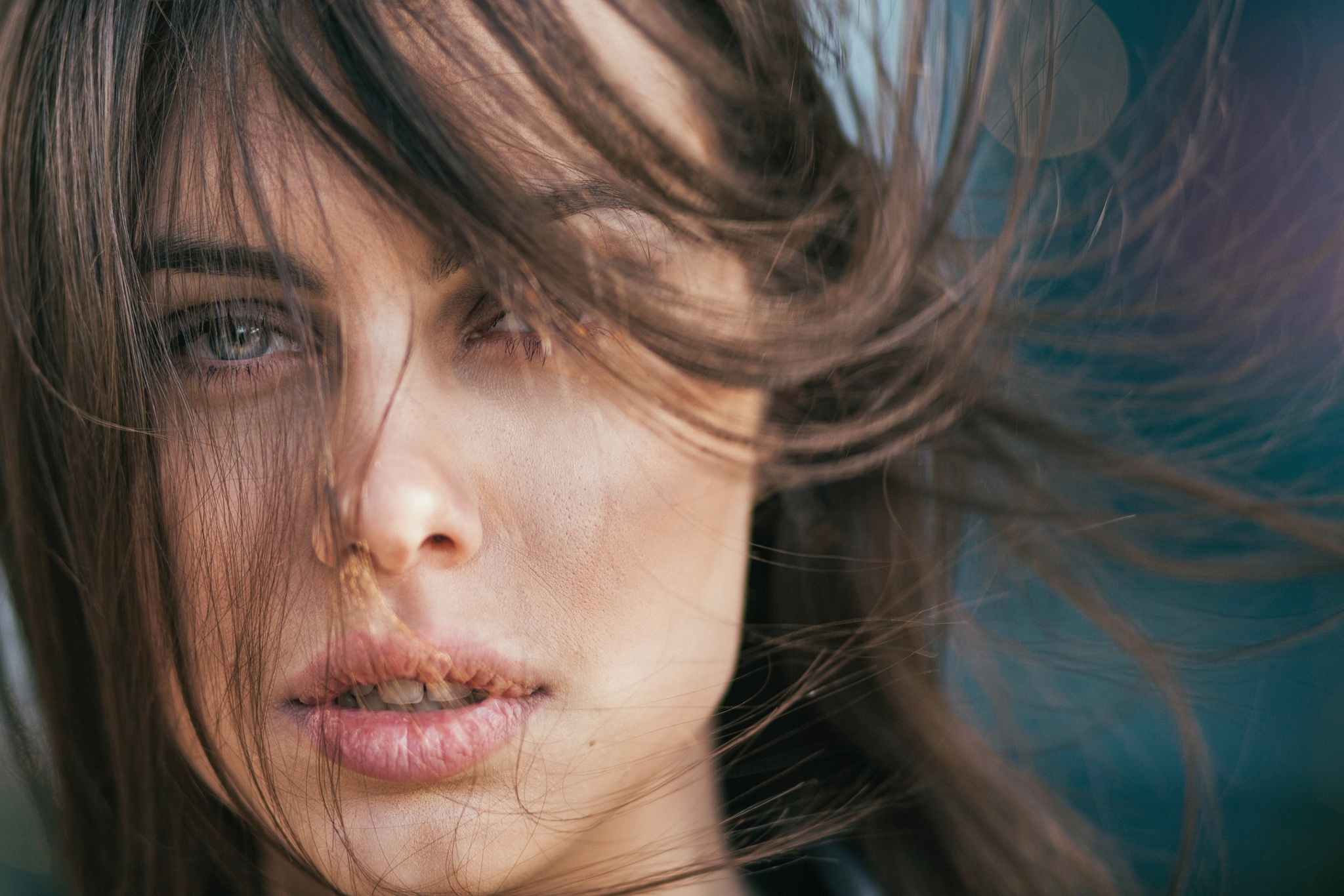 Download Blue Eyes Brunette Model Woman Face Hd Wallpaper By Maja Topčagić