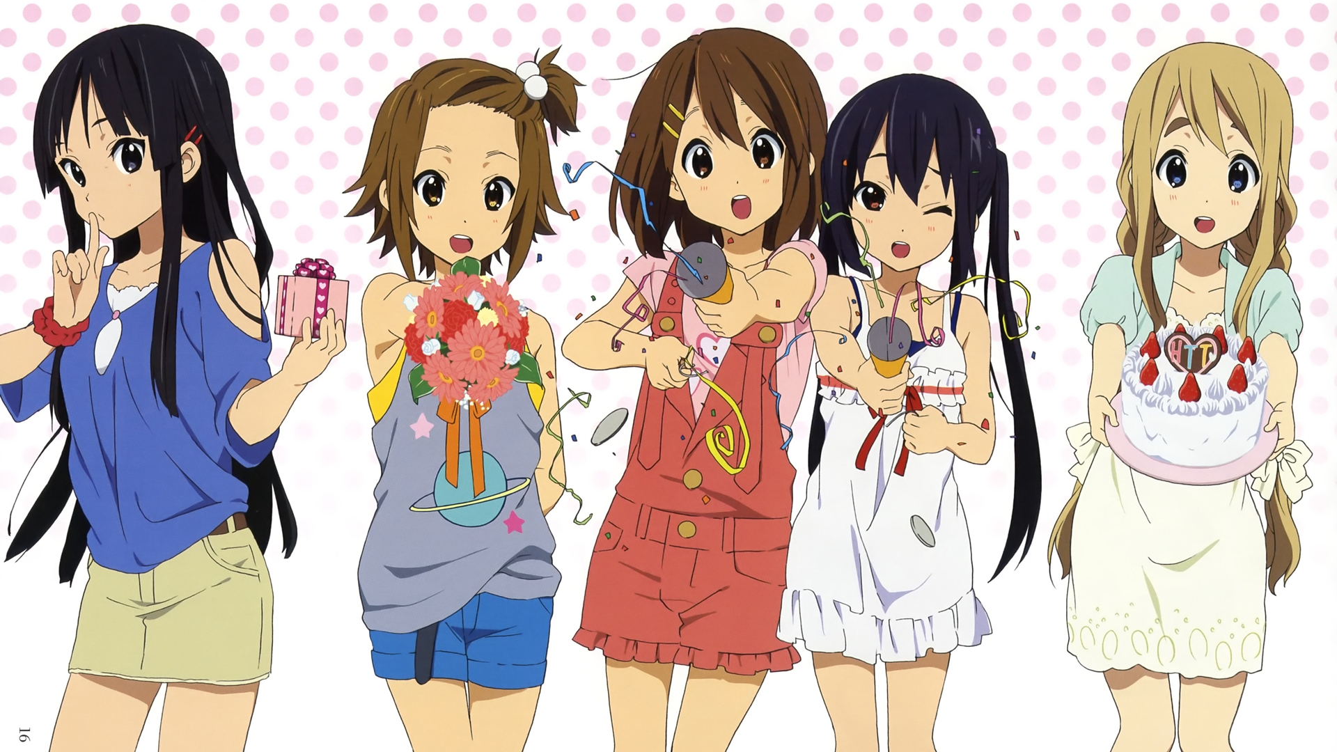 K-ON! Girls Unite: Azusa, Tsumugi, Ritsu, Yui & Mio HD Wallpaper Delight