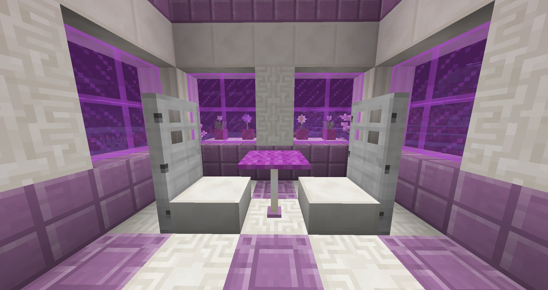Minecraft HD Wallpaper: Cozy Purple Seating Area