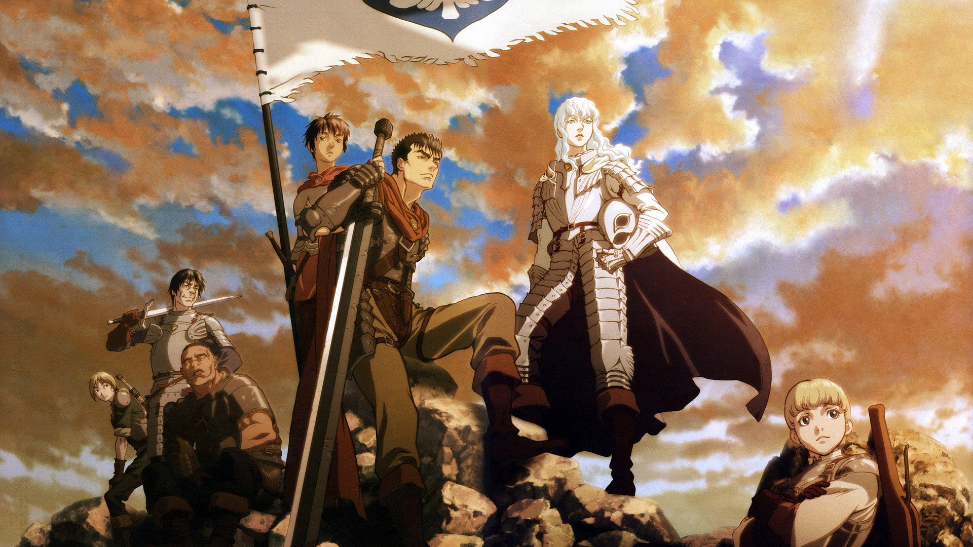 Berserk Anime HD Wallpaper: Epic Warriors United at Dusk