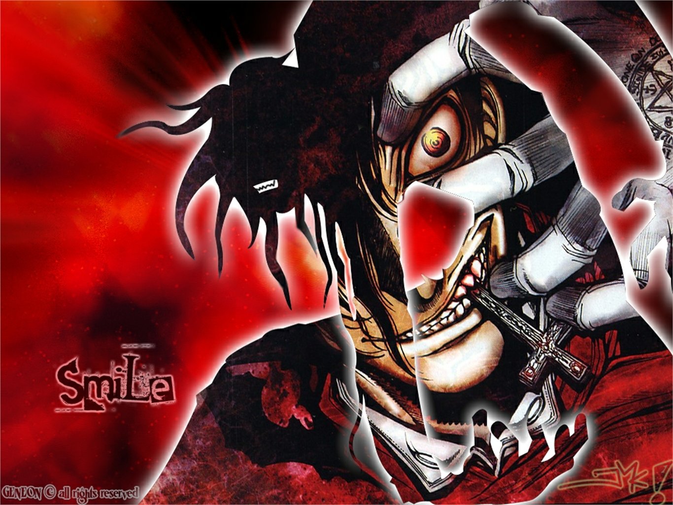 Hellsing Anime HD Wallpaper: Dark Smile Unleashed | 1366x1024 ...