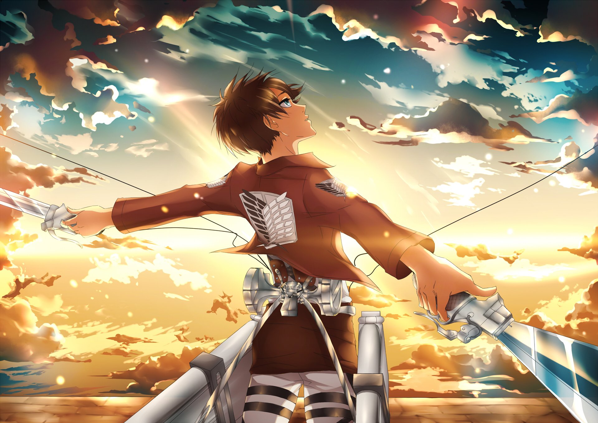 Eren Yeager Soaring Stunning HD Attack On Titan Anime Wallpaper