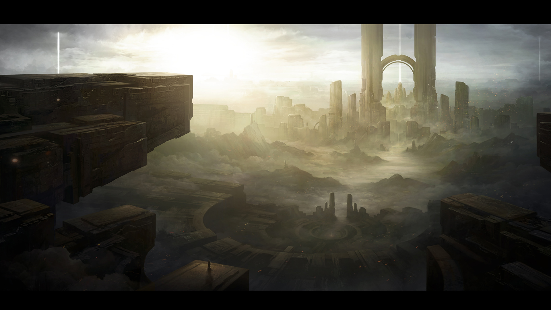 Ethereal Horizons: A Sci-Fi Landscape HD Wallpaper by DAISUKE