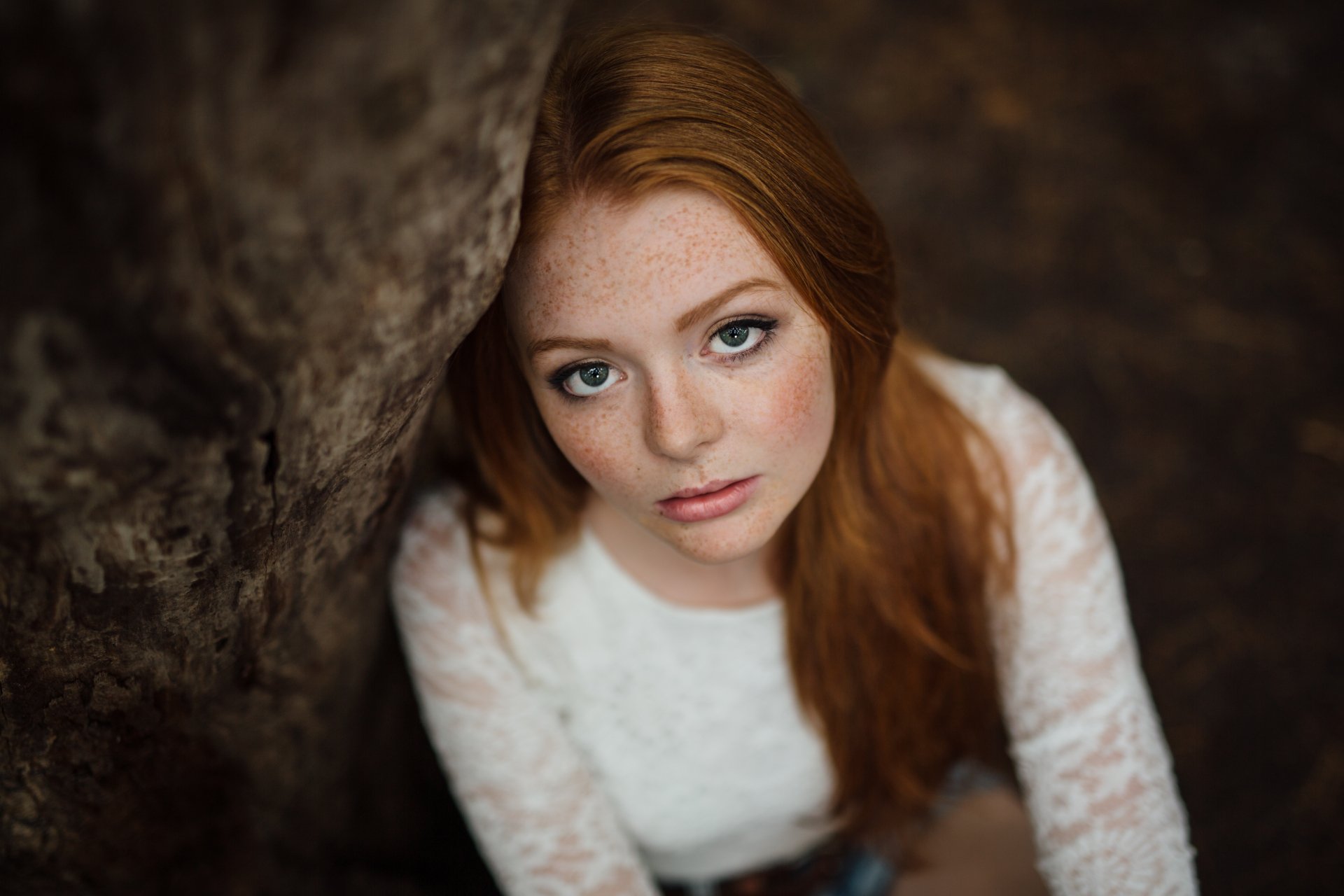 Download Green Eyes Freckles Redhead Woman Model 4k Ultra Hd Wallpaper