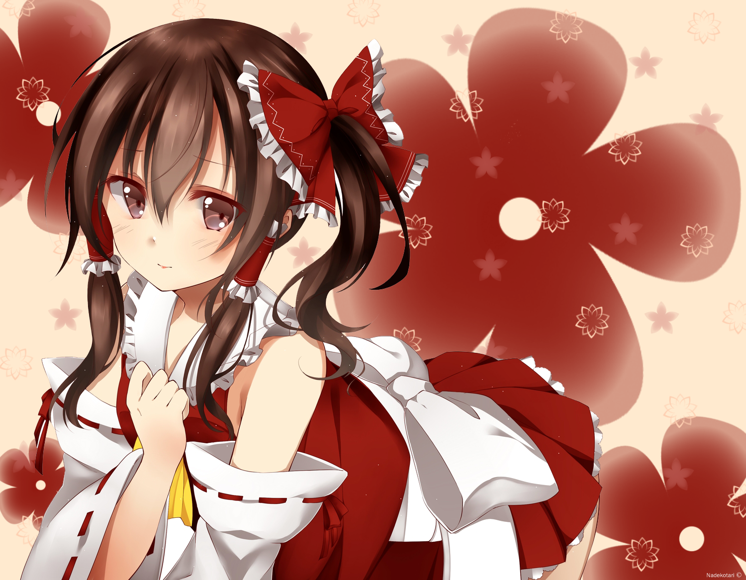 Download Bow (Clothing) Flower Brown Eyes Brown Hair Short Hair Blush ...