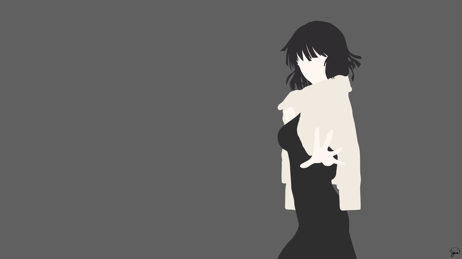 Minimalist HD Wallpaper: Fubuki in Black Dress – One-Punch Man Anime ...