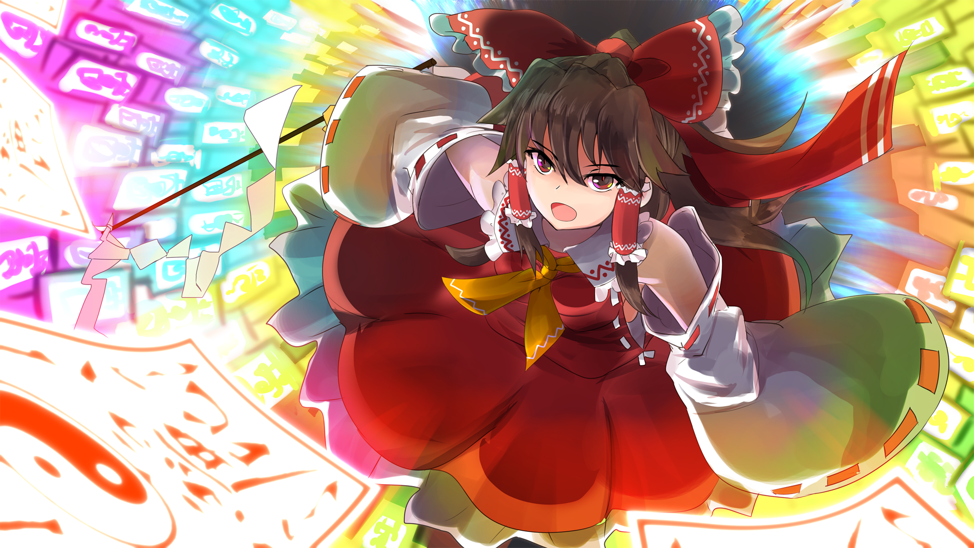 Touhou Reimu Hakurei — Scarlet Bow & Spellcard Magic HD Wallpaper by 淡水シラス