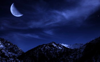 Download Blue Sky Night Winter Mountain Moon Earth Nature PFP