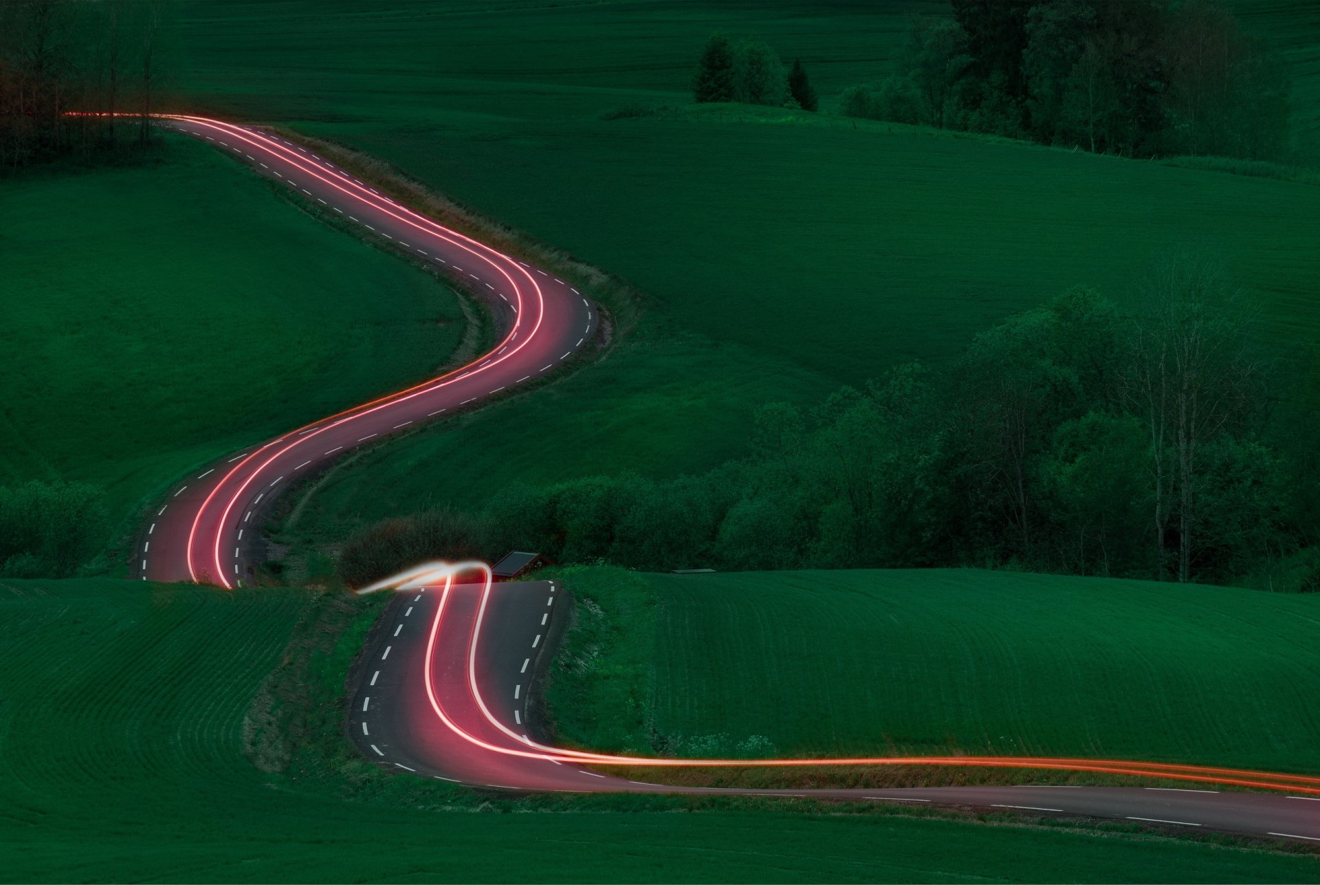 Download Green Light Road Field Photography Time Lapse HD Wallpaper