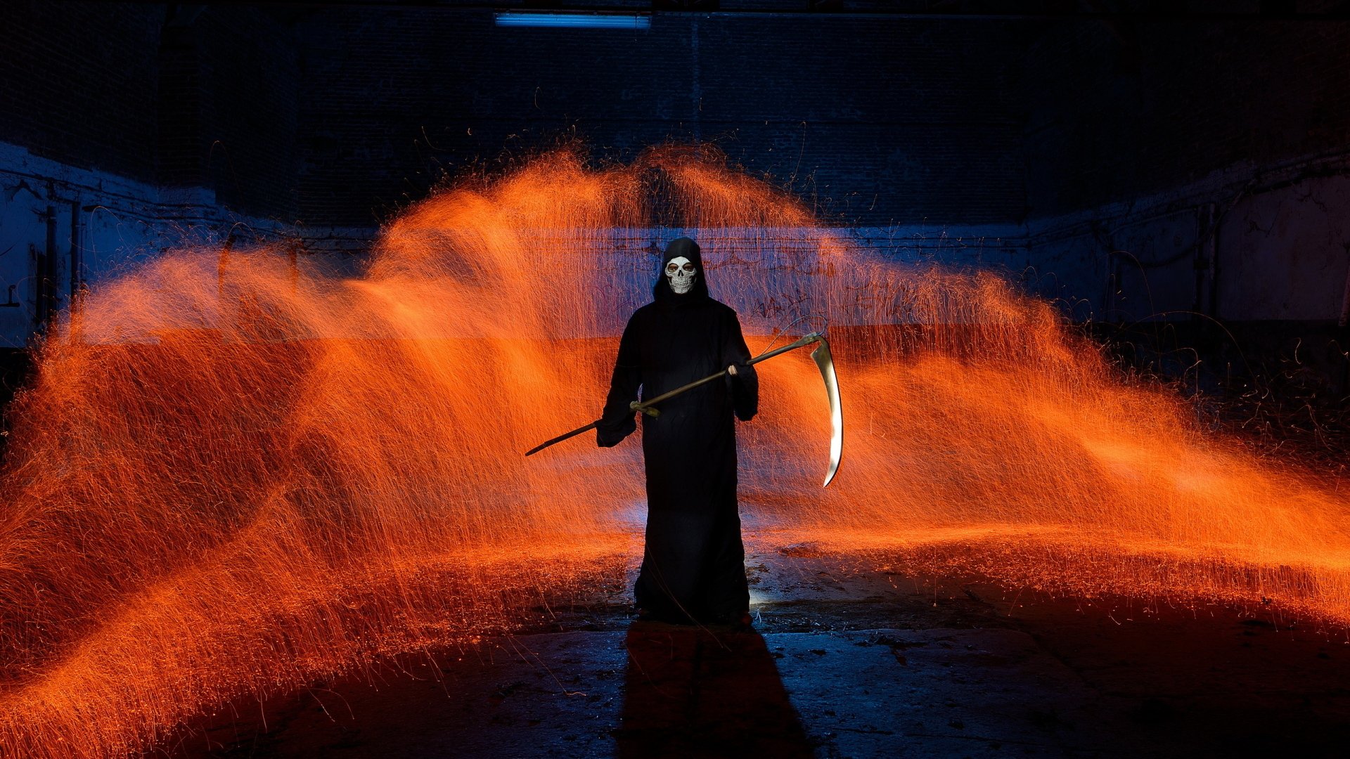 Download Orange (Color) Scythe Dark Grim Reaper HD Wallpaper