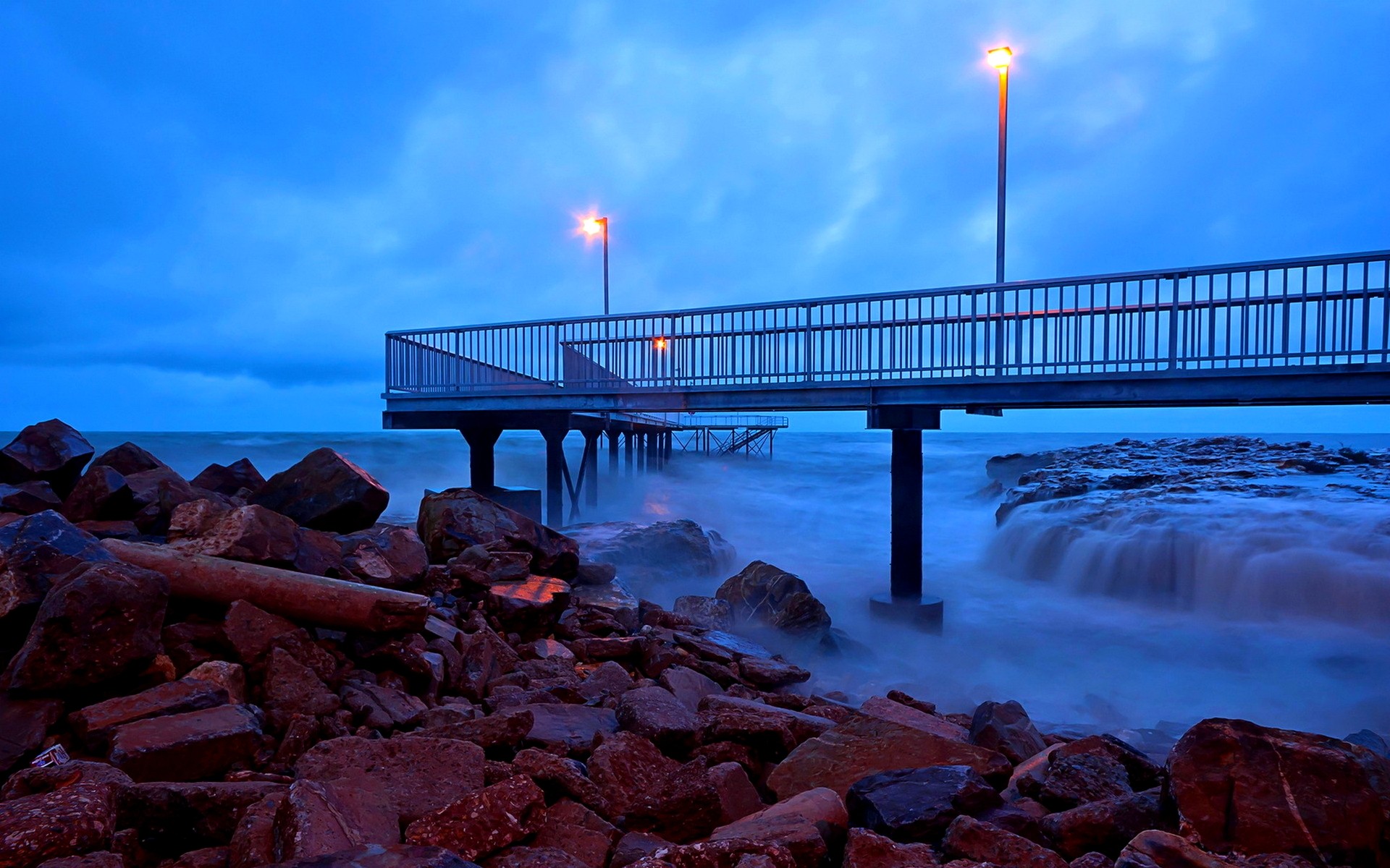 Ocean Pier At Sunset Hd Wallpaper Background Image