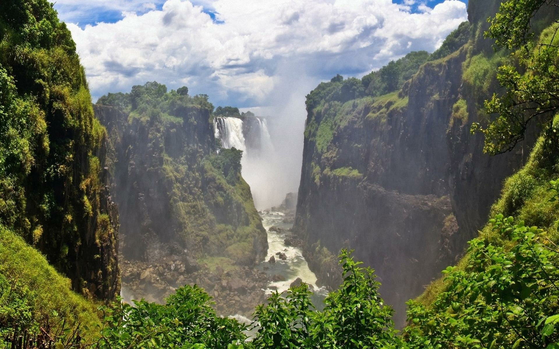 Download Green Tree Africa Forest Waterfall Nature Victoria Falls HD ...