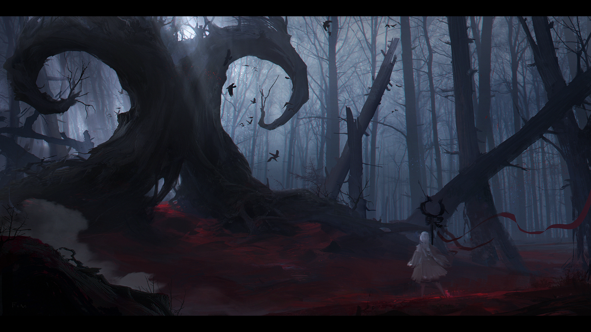 Download Fantasy Forest HD Wallpaper by Fom (Pixiv)