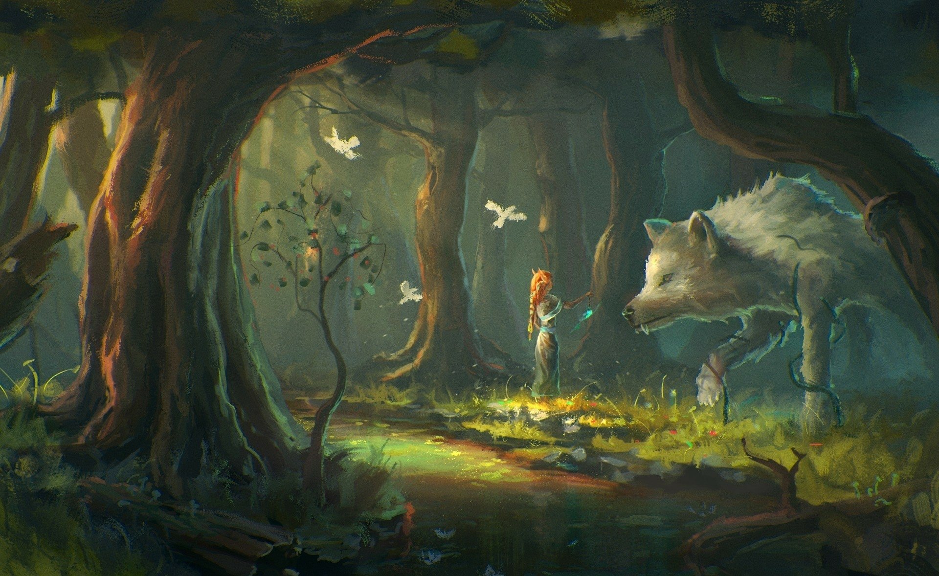 Enchanted Forest Wolf: A Fantasy Artistic HD Wallpaper by Sylar113