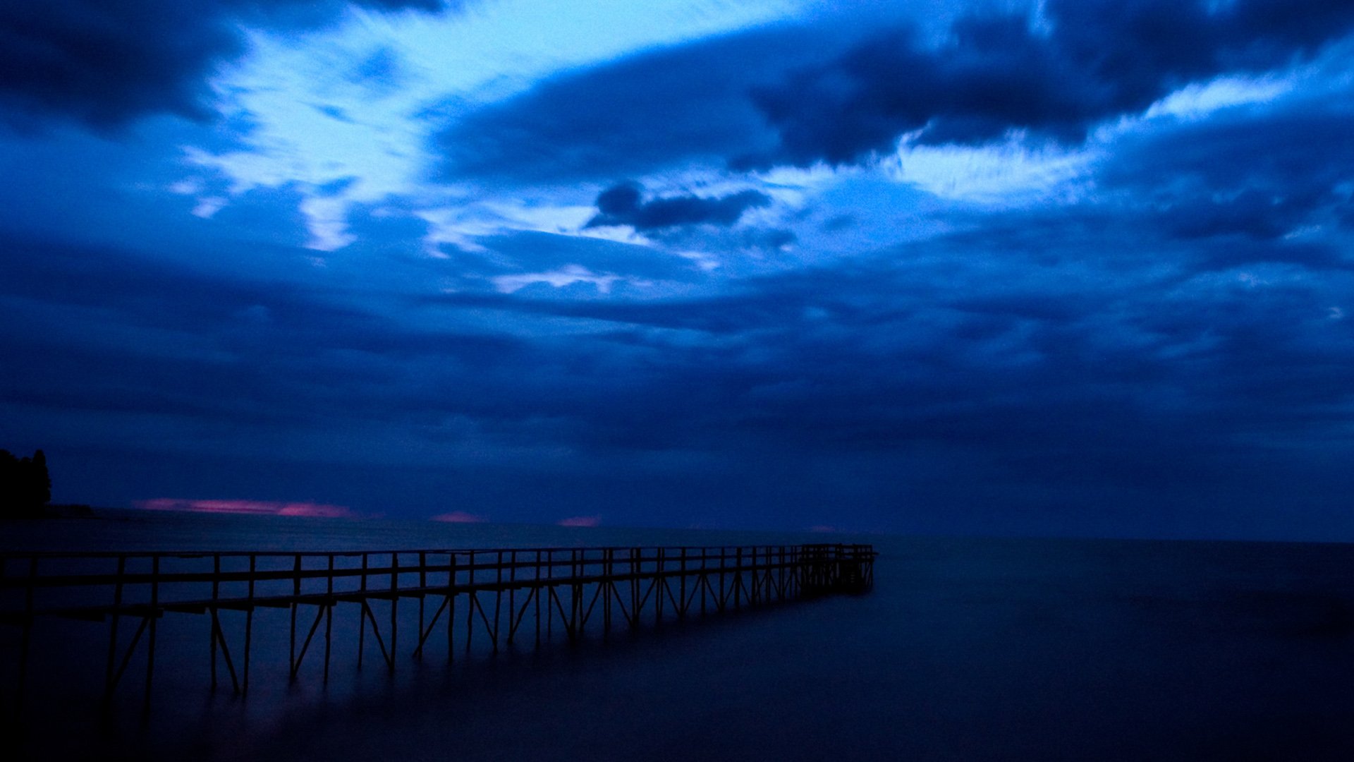 Download Horizon Sea Ocean Sky Blue Man Made Pier HD Wallpaper