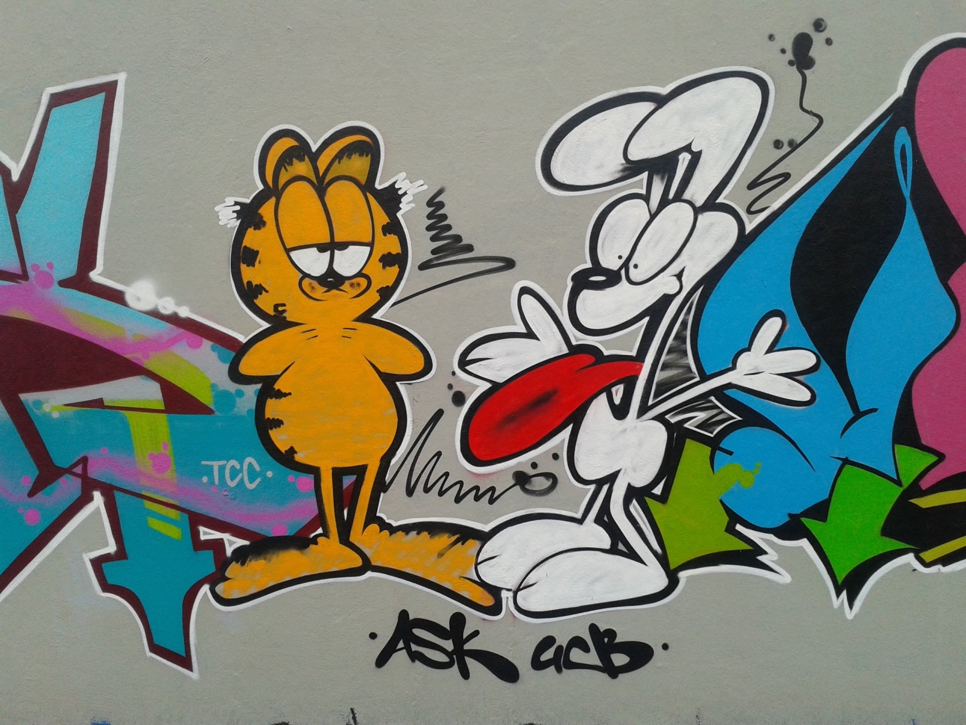Download Cartoon Garfield Artistic Graffiti Odie HD Wallpaper by Malkmus