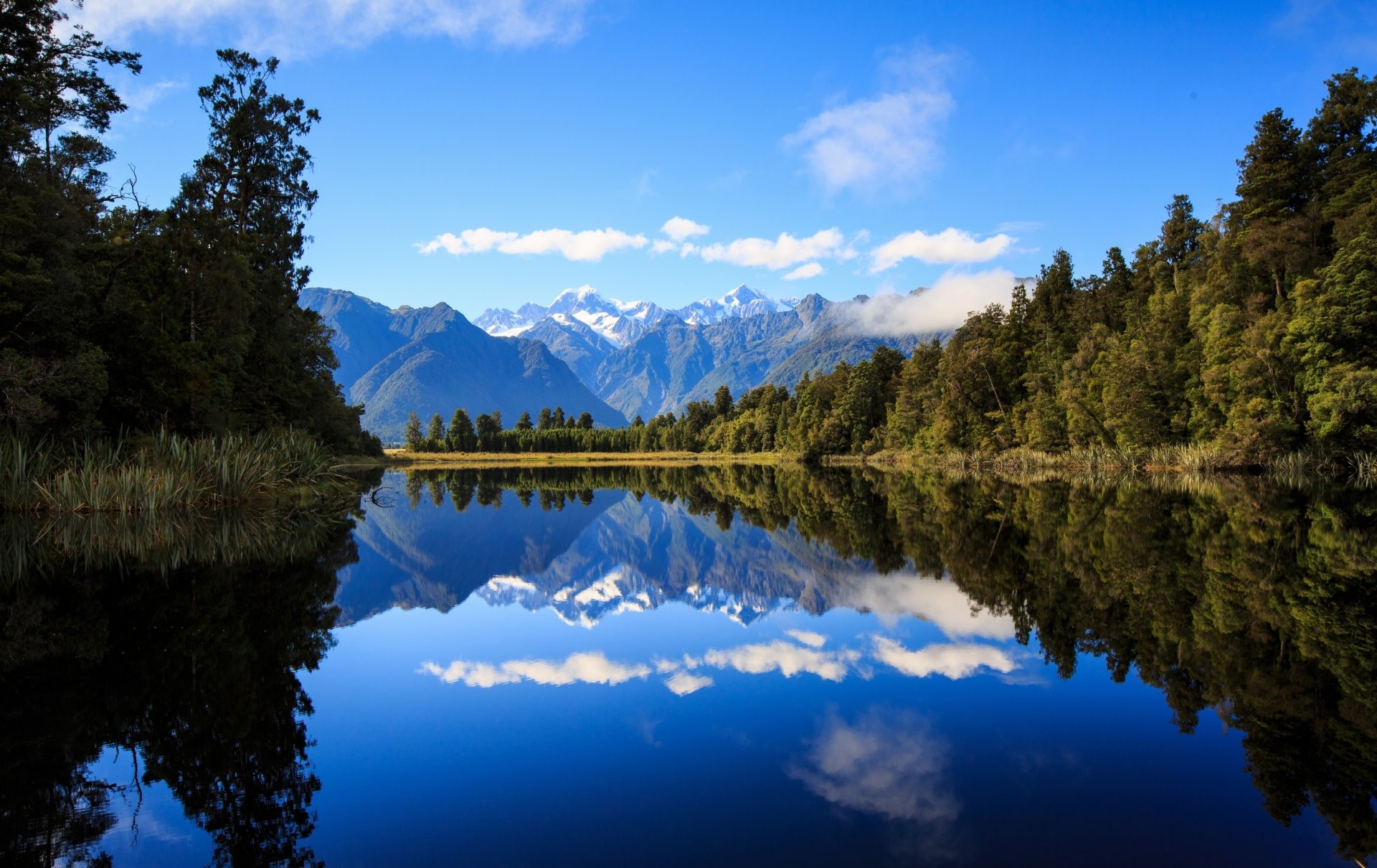 Download Reflection Mountain Lake Lake Matheson Summer Nature Aoraki ...