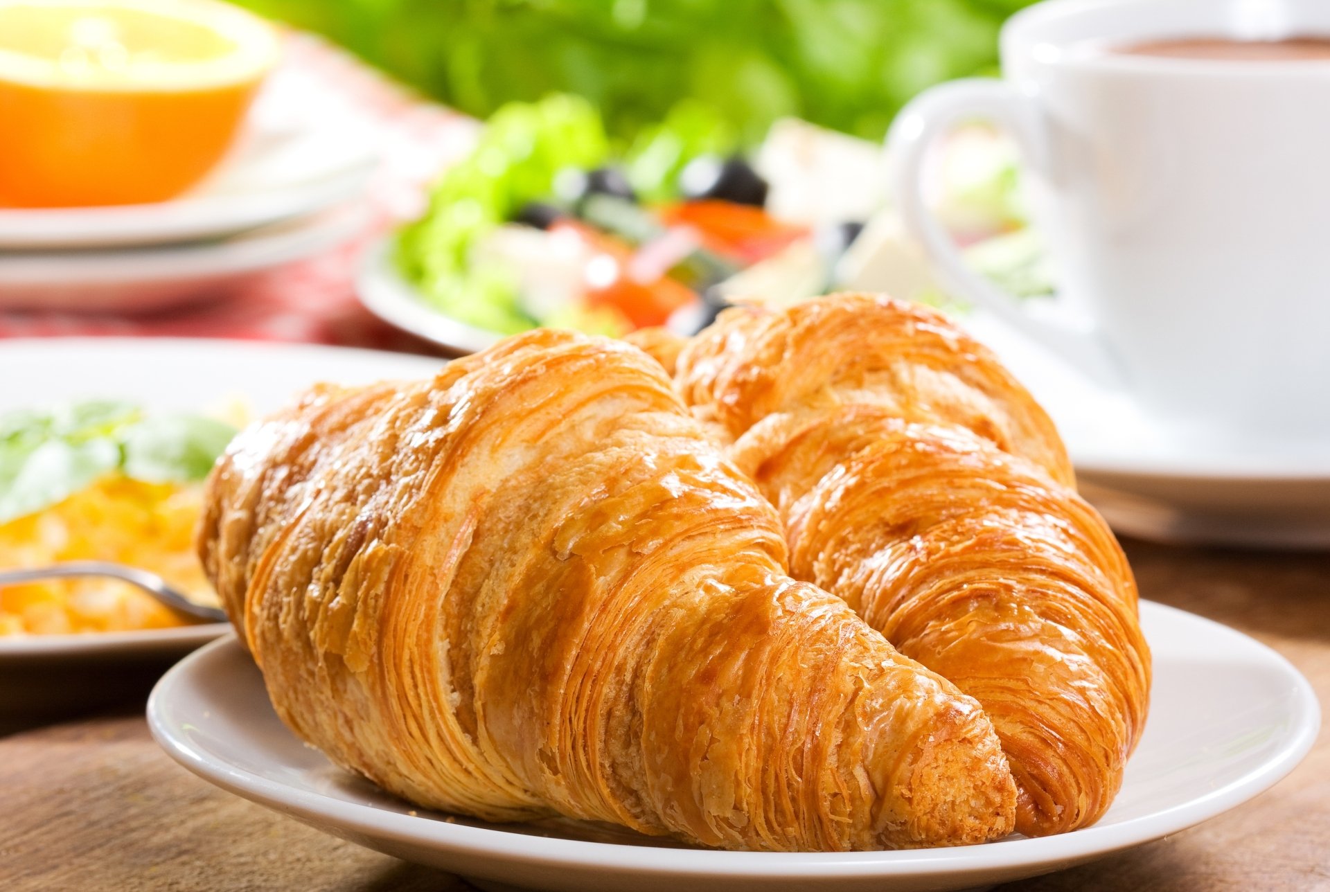 4K Ultra HD Croissant Breakfast Wallpaper