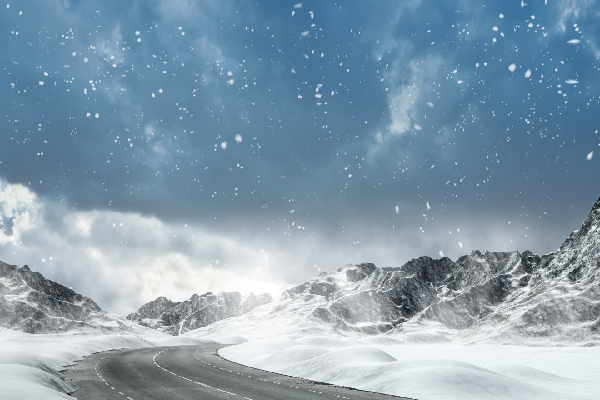 Download Snowfall Snow Winter Man Made Road 8k Ultra HD Wallpaper