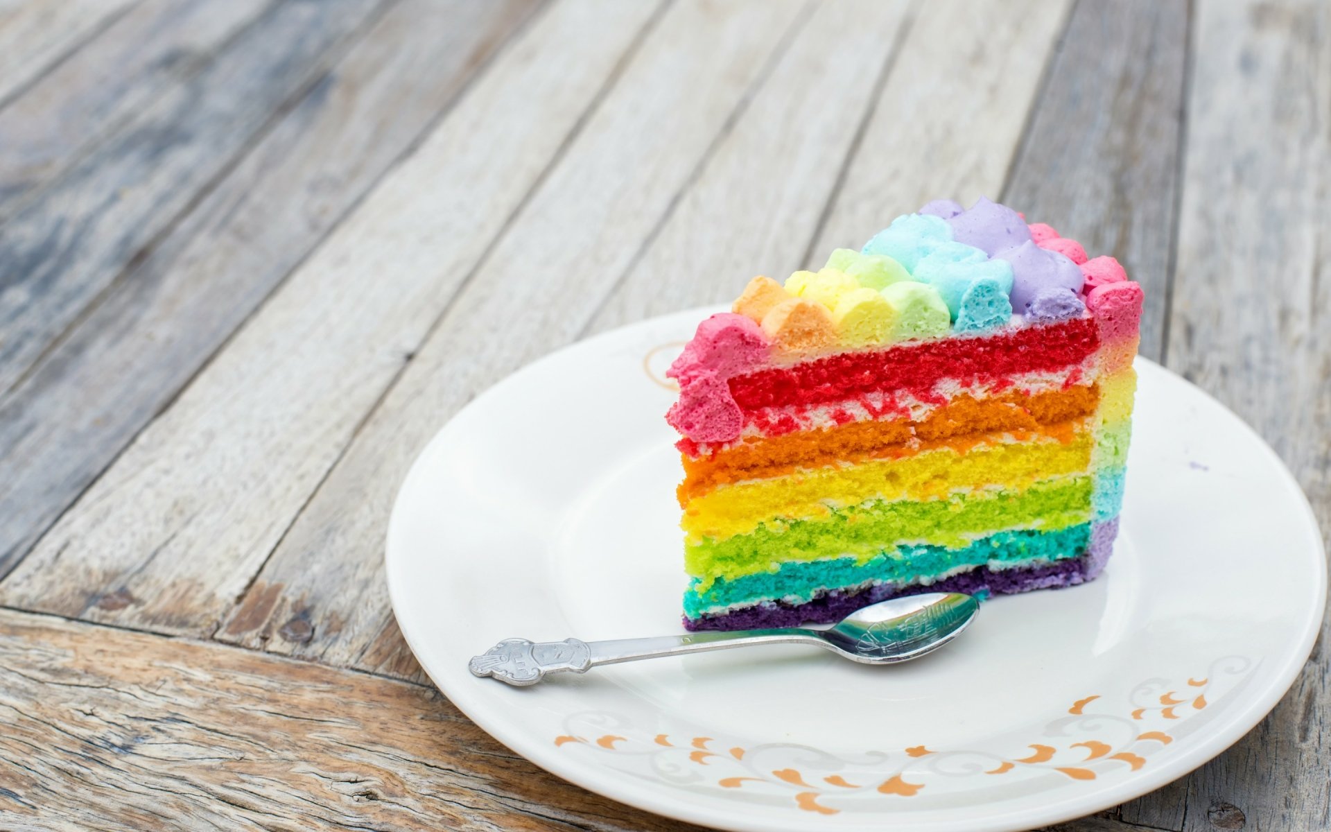 Vibrant Rainbow Cake: A Sweet HD Wallpaper Delight