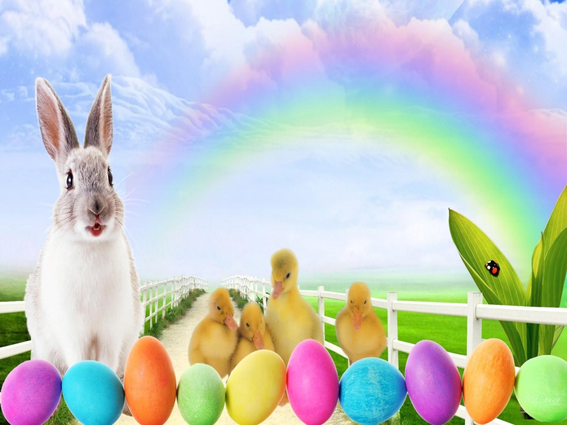 Easter Joy: Bunny, Chicks & Colorful Eggs in a Bright Holiday Wonderland