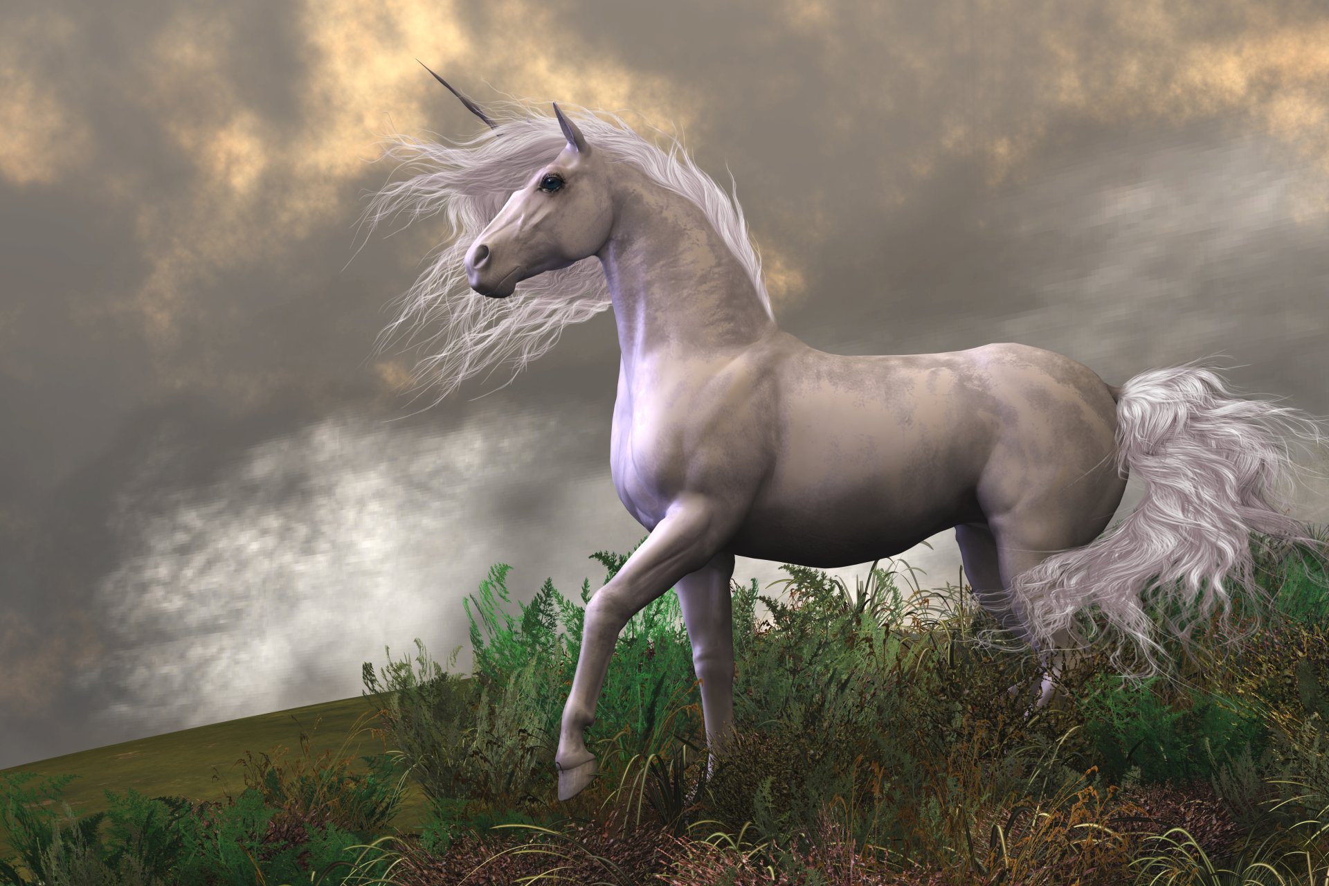 Fantasy Cloudscape: A 4K Ultra HD Unicorn Elegance