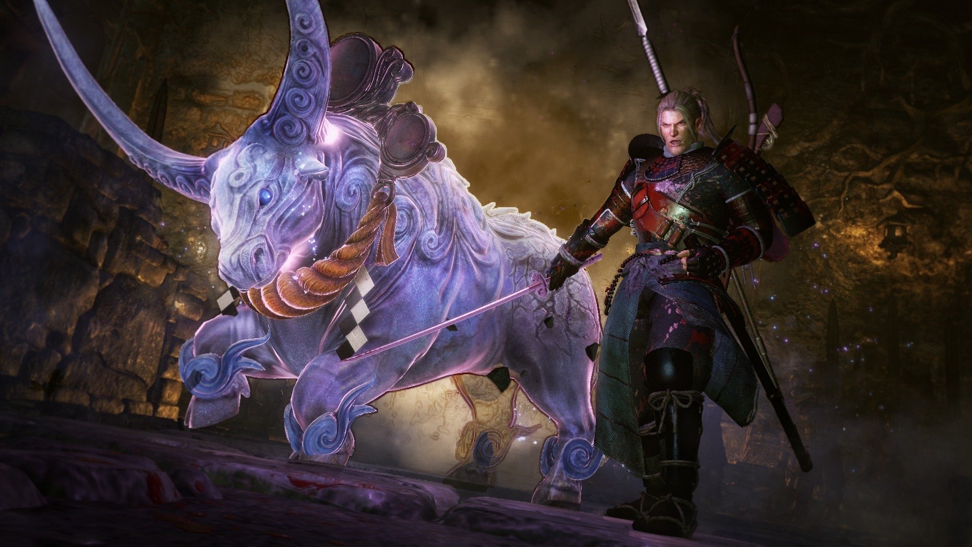 Nioh Epic Duel: HD Wallpaper of Warrior and Spectral Beast