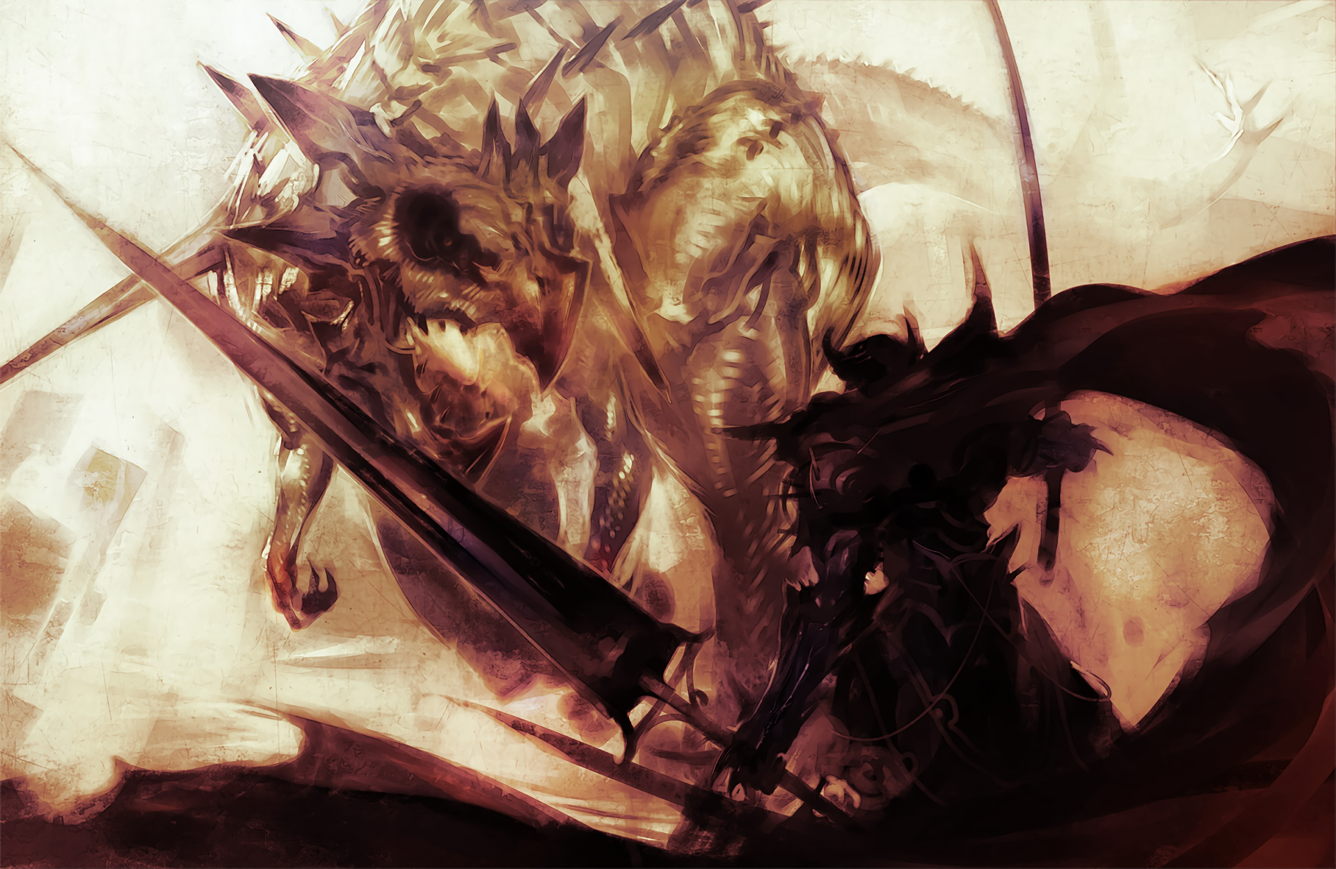 Epic Anime Clash: Original HD Fantasy Wallpaper