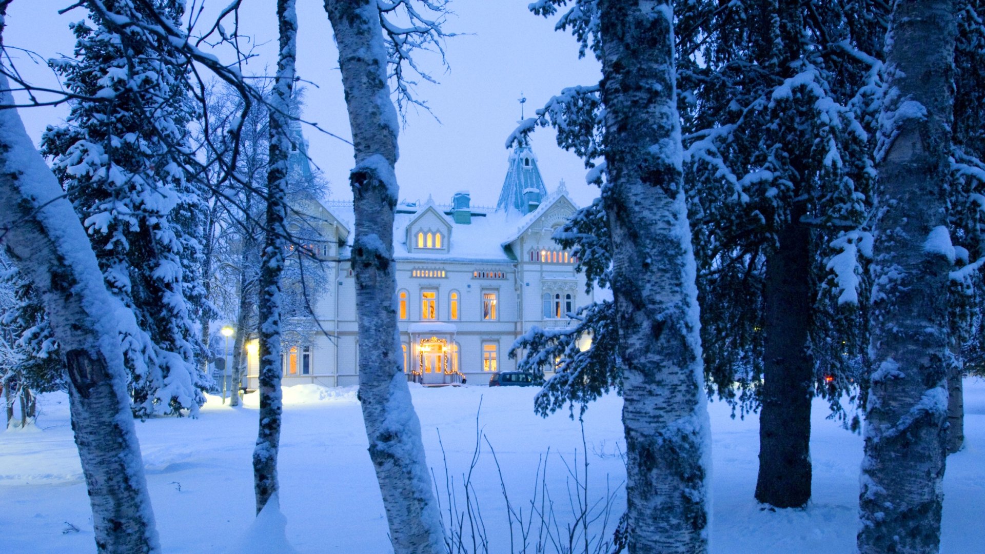 Winter at Fjällnäs Castle: A Snowy Swedish Wonderland HD Wallpaper