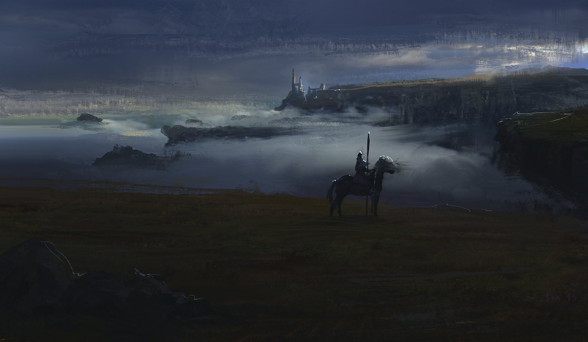 Epic Fantasy Knight Overlooking Mystical Warrior Landscape – HD ...