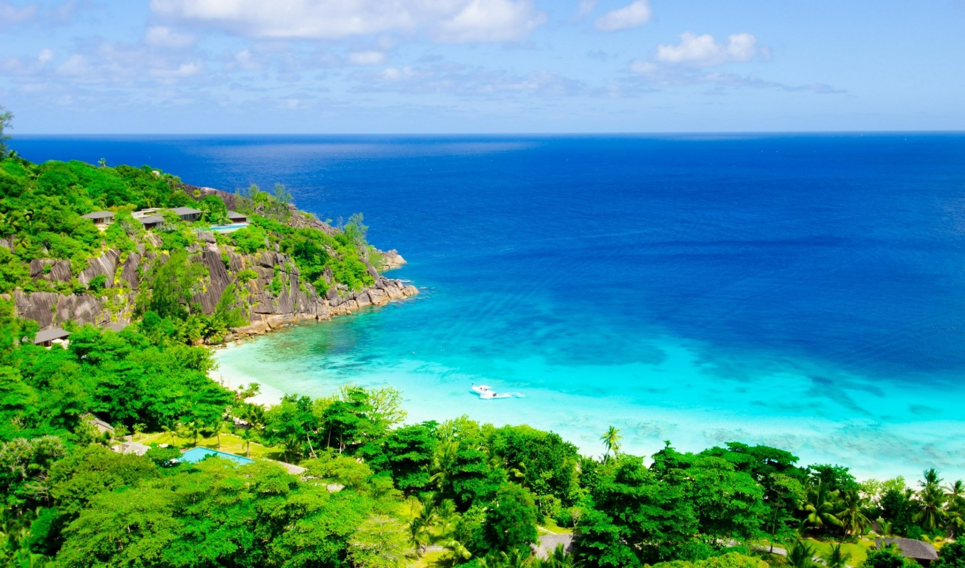 Download Horizon Green Tree Sea Ocean Coast Nature Coastline HD Wallpaper