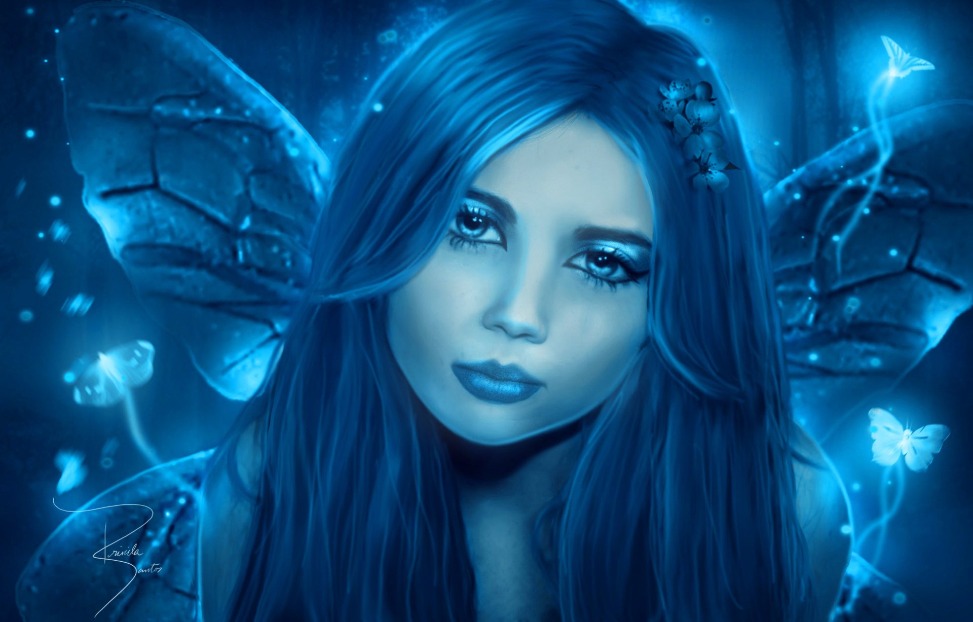 Download Wings Blue Fantasy Fairy HD Wallpaper by Priscila Santos