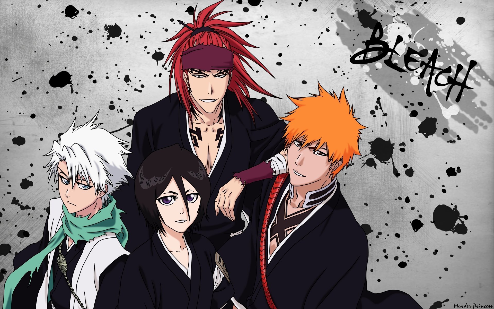 Bleach HD Wallpaper: Ichigo, Rukia, Renji & Hitsugaya United