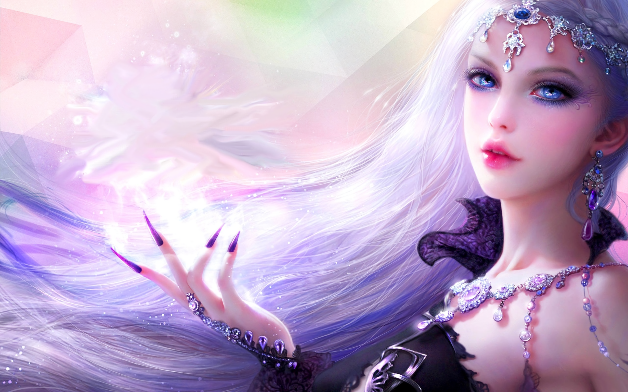 Enchanting Fantasy: HD Wallpaper of a Witch with Blue Eyes
