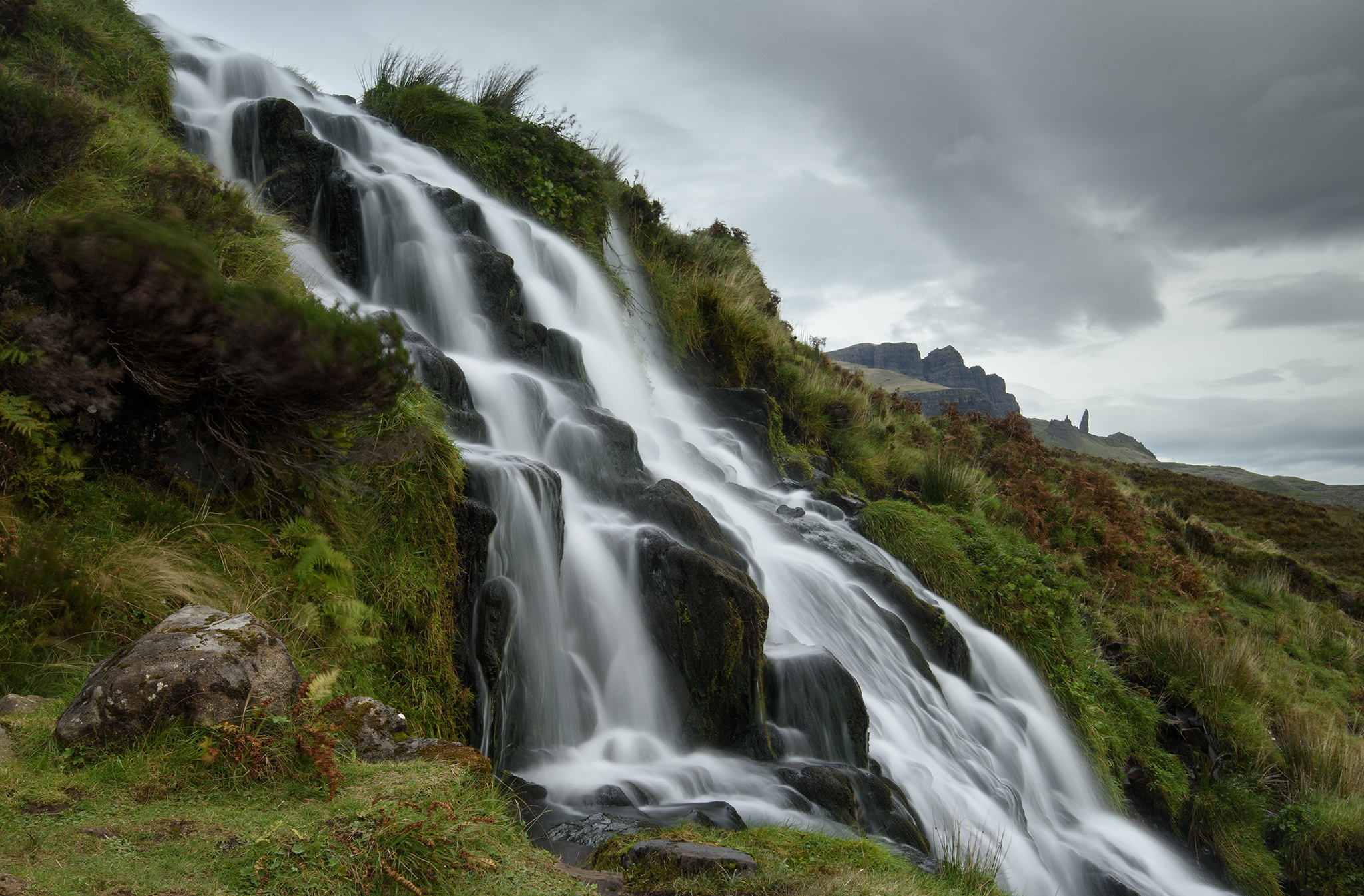 Download Nature Grass Waterfall HD Wallpaper