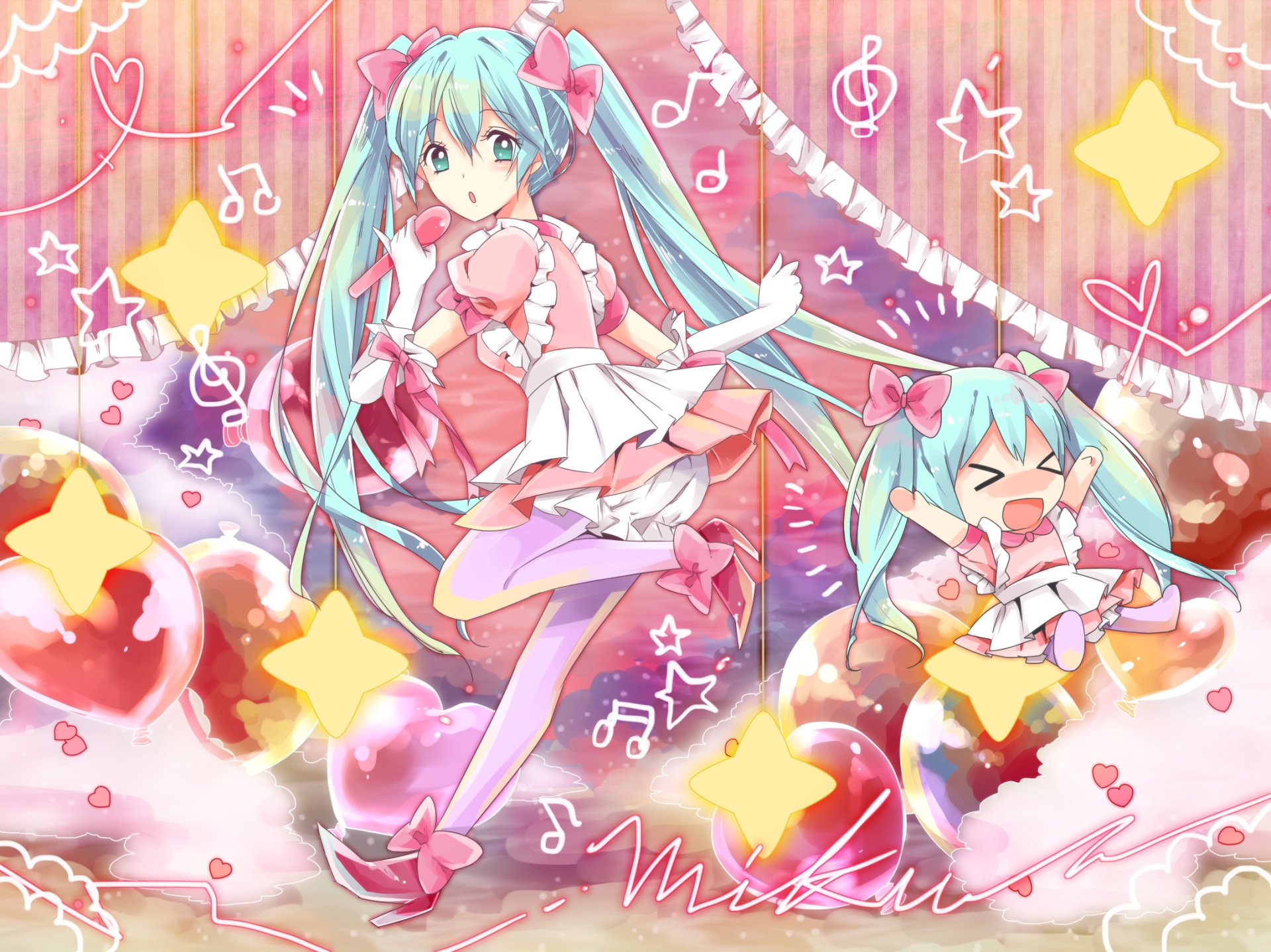 Hatsune Miku: Sugary Stage — HD Vocaloid Wallpaper