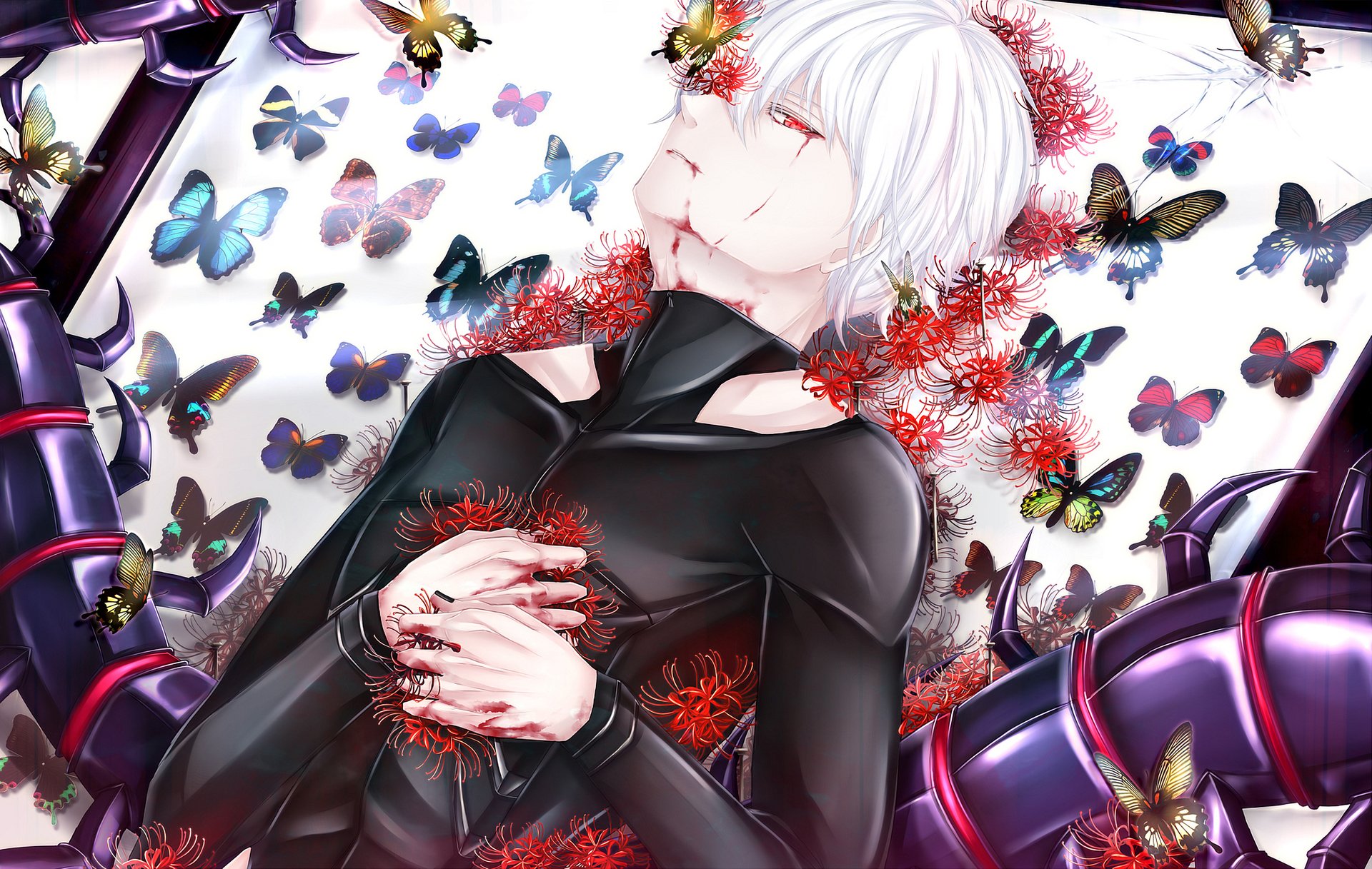 Tokyo Ghoul Ken Kaneki HD Wallpaper: Blood and Butterflies