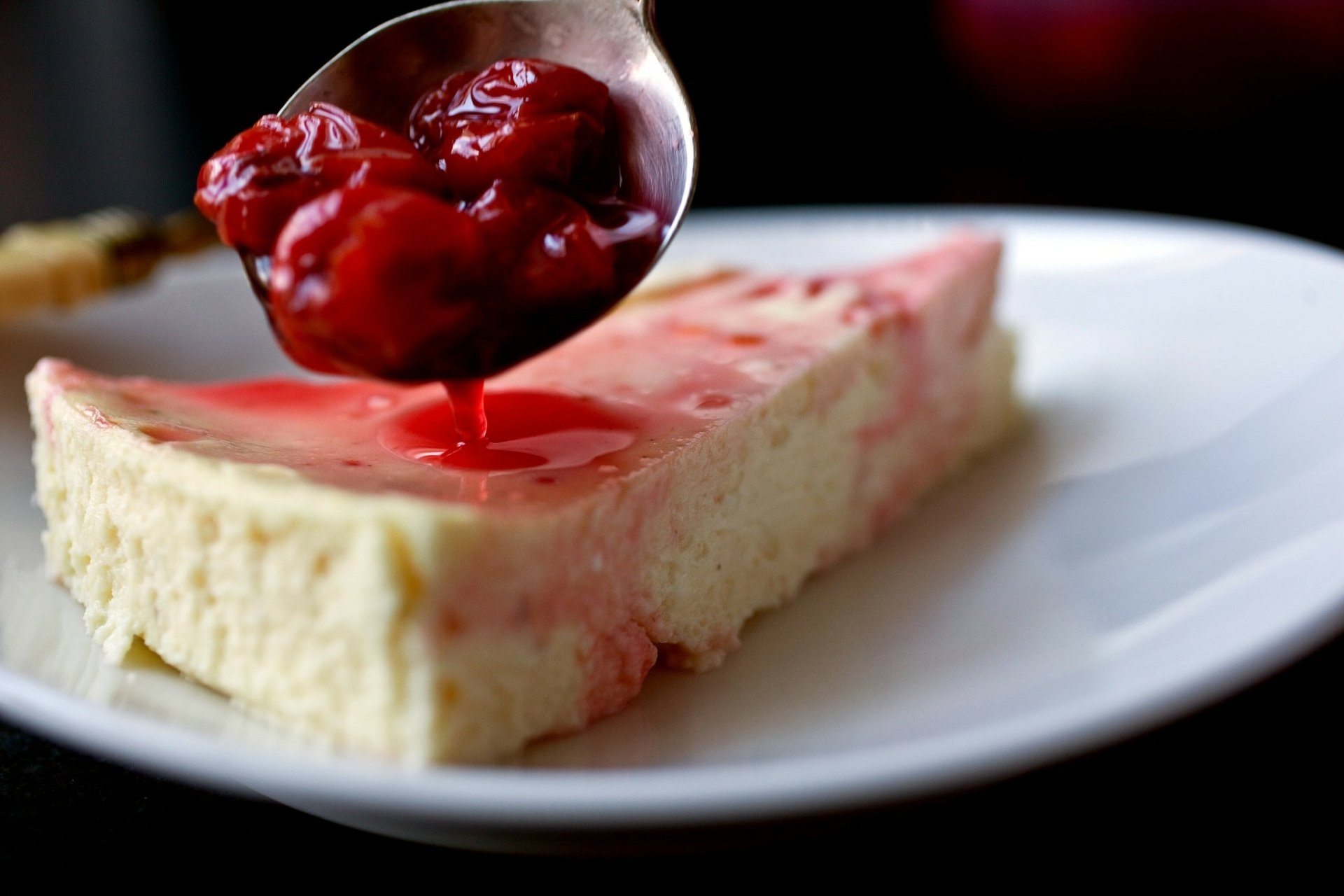 Silky Cherry Cheesecake — HD Food Wallpaper