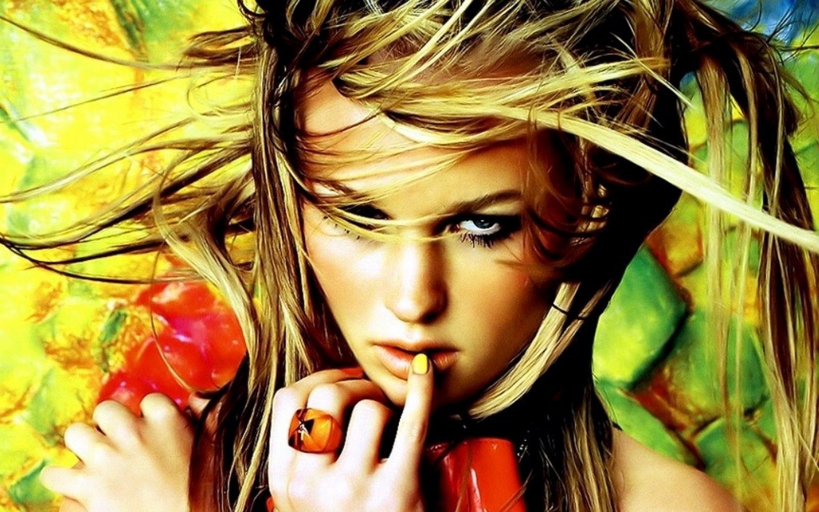 Download Colorful Blonde Woman Artistic Wallpaper