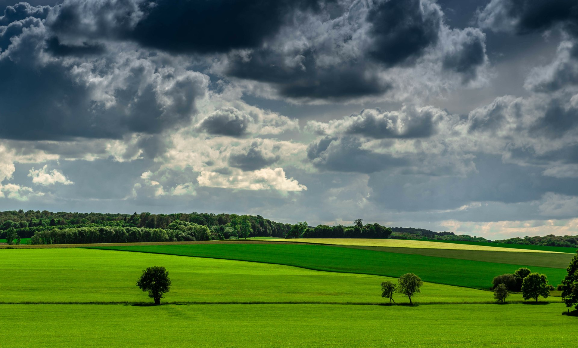 Summer Serenity: 4K Ultra HD Cloudscape Over Lush Green Fields