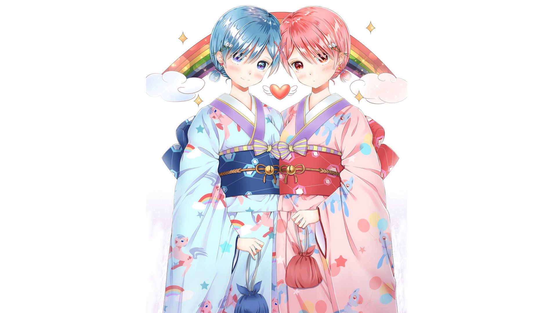 Re:Zero HD Wallpaper - Ram & Rem in Stunning Kimono Elegance