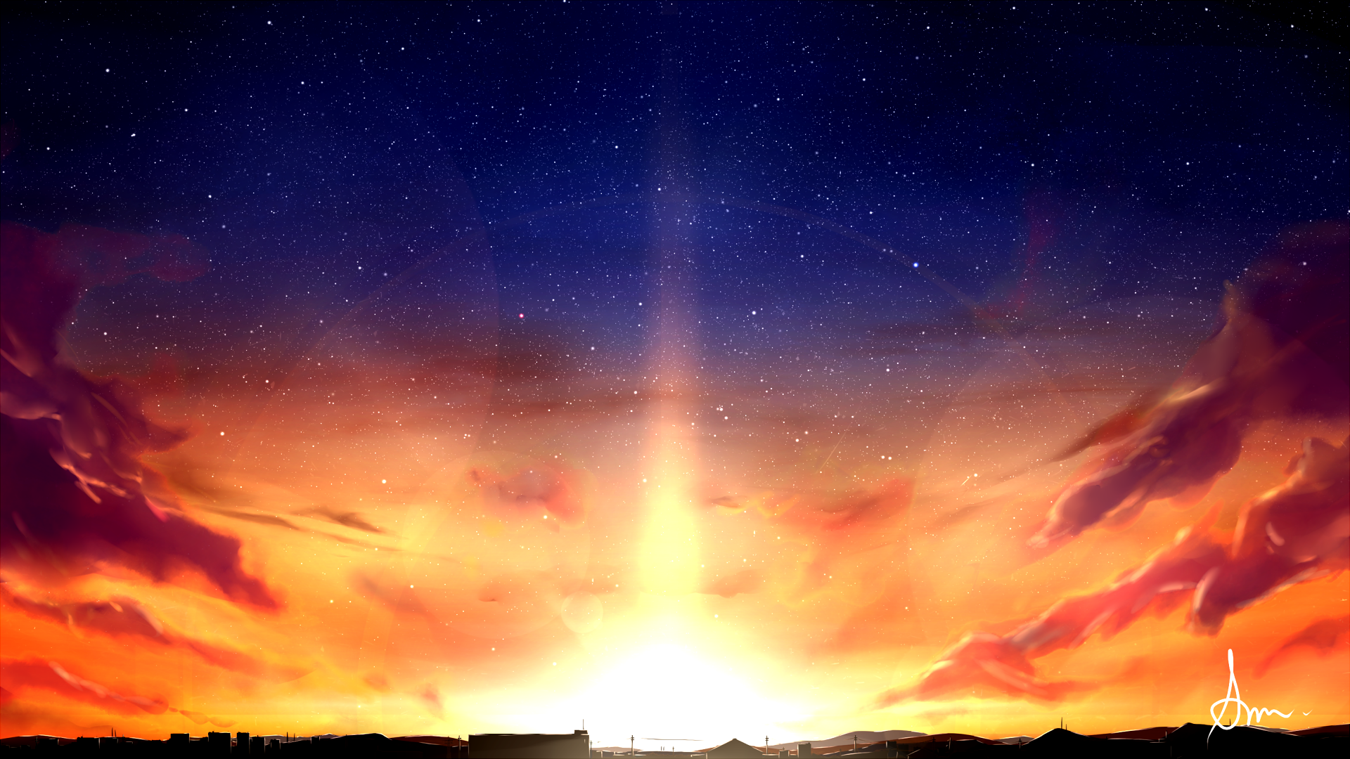 Download Night Sunrise Sunset Anime Sky Anime Night Anime Sunset HD ...