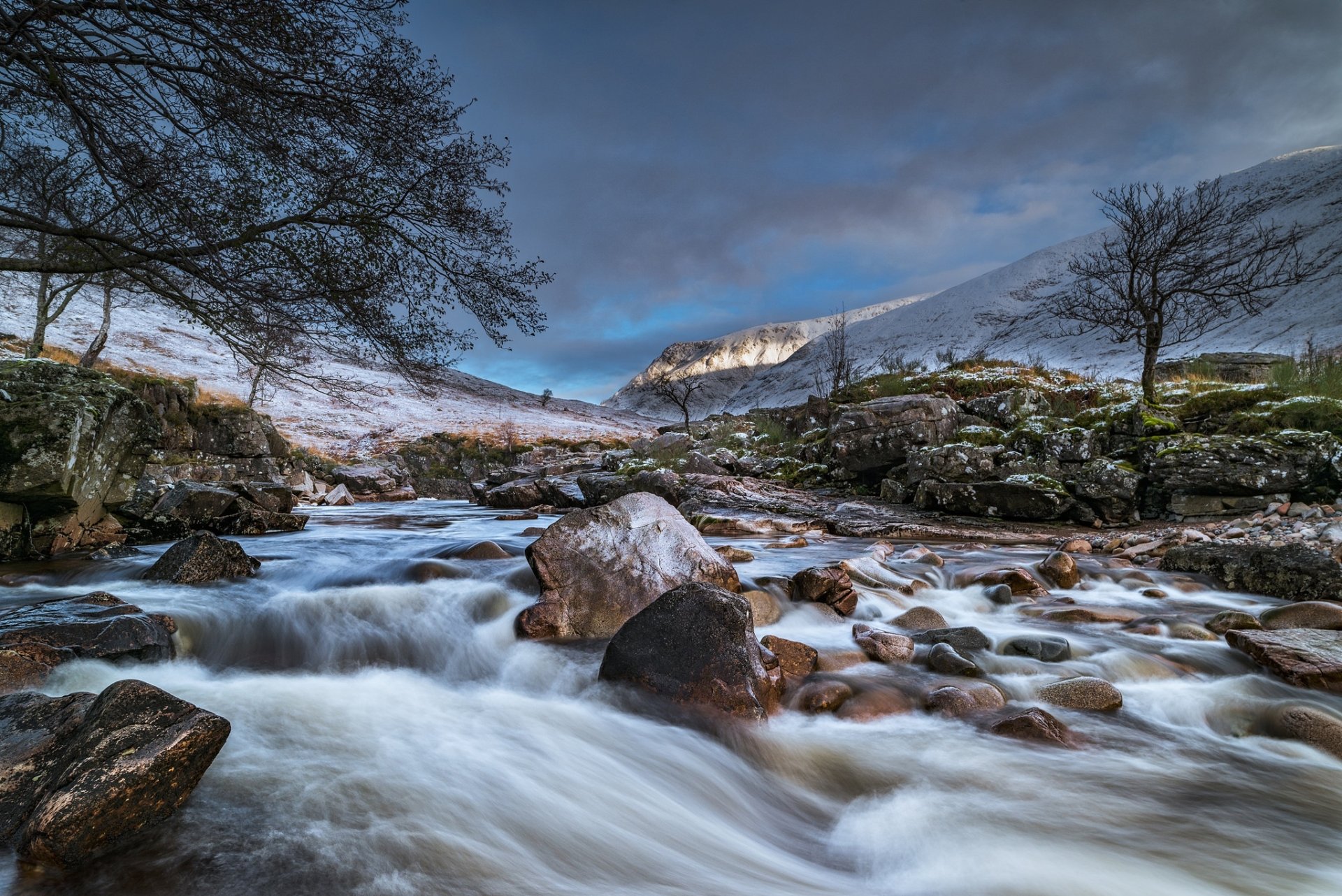 Download Winter Foam Nature River HD Wallpaper