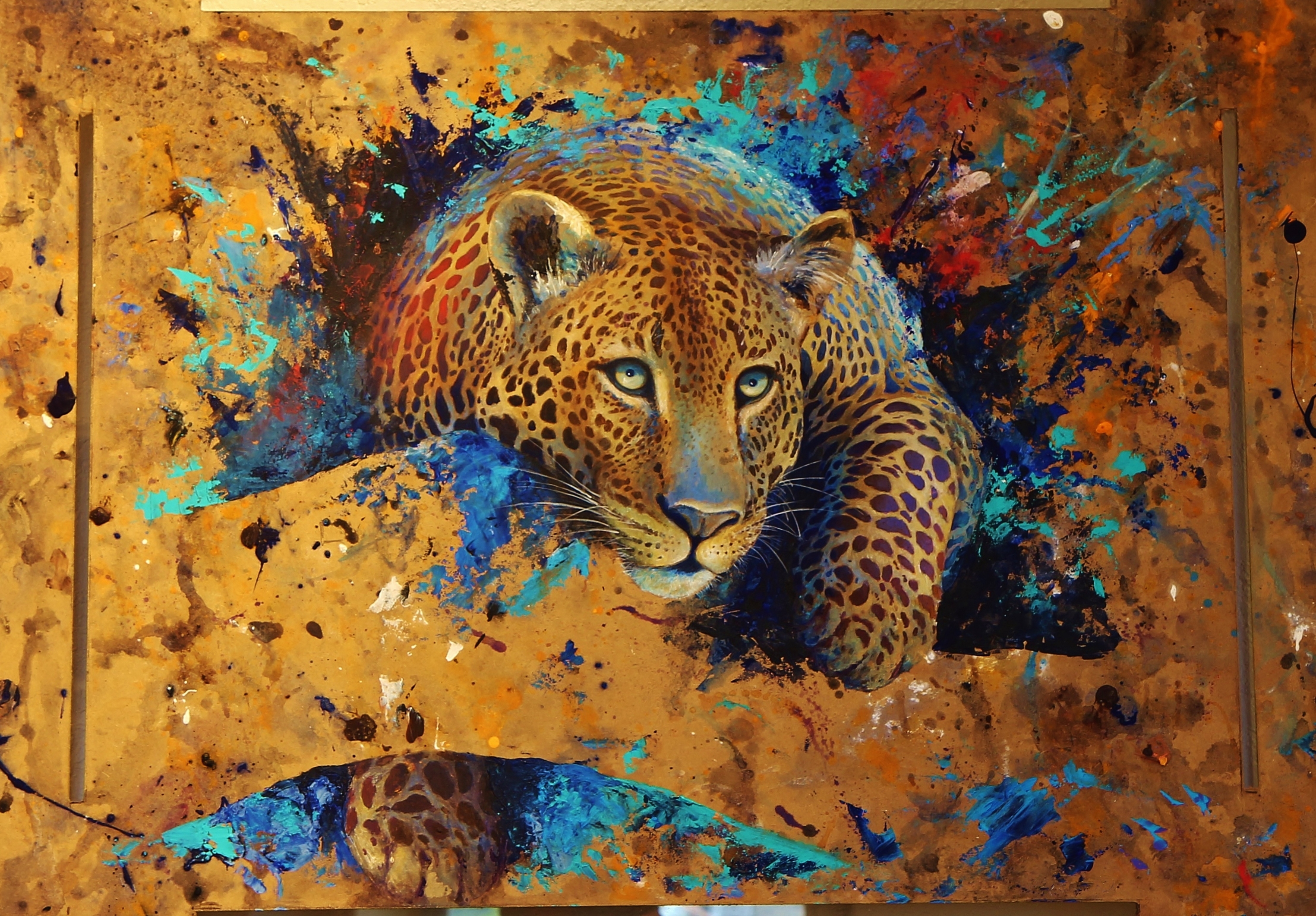 Vibrant Leopard Painting HD Wallpaper: A Burst of Color and Wild Elegance