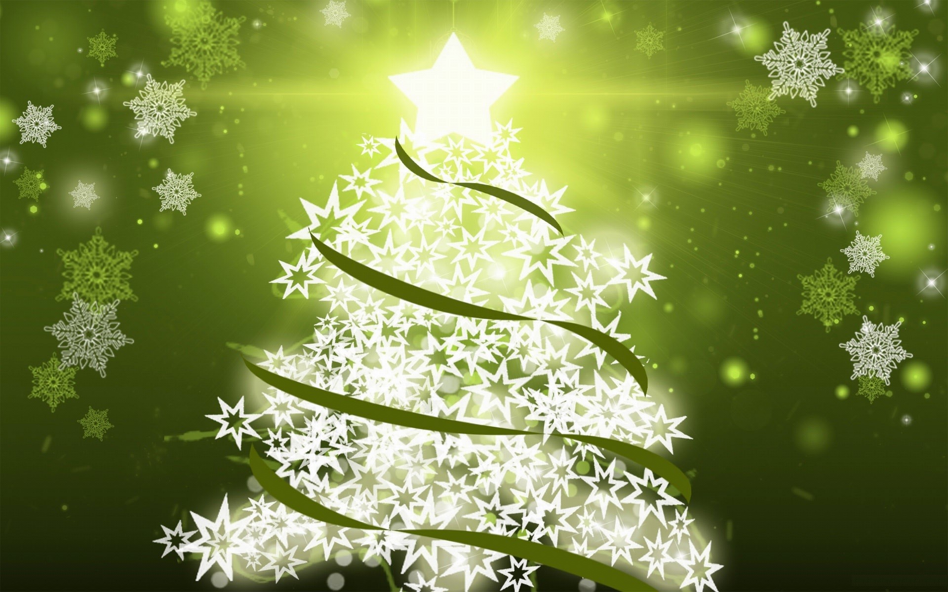 Download White Green Star Christmas Tree Holiday Christmas HD Wallpaper