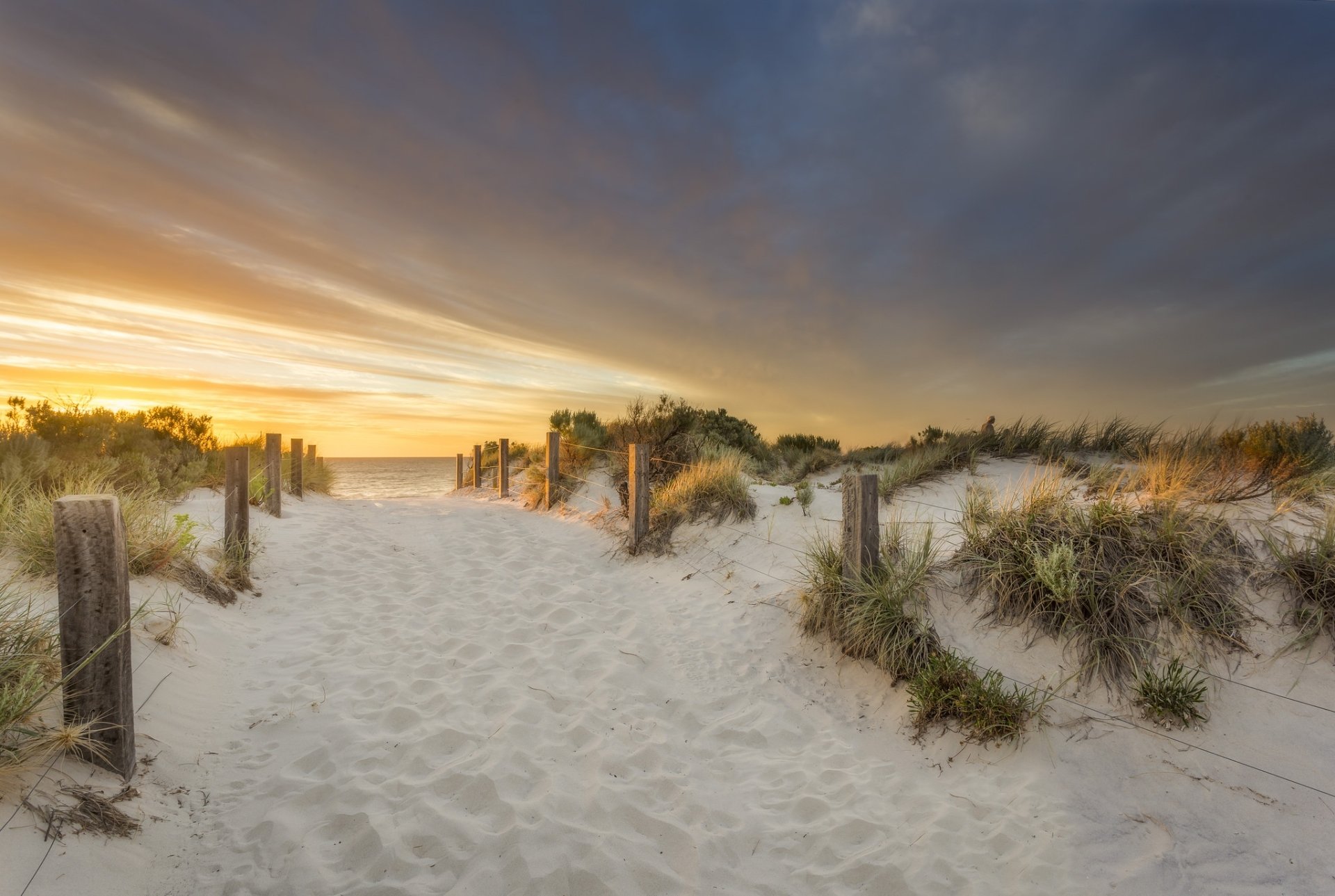 Tranquil Horizon: A Serene Beach Path HD Wallpaper | 2048x1375 ...