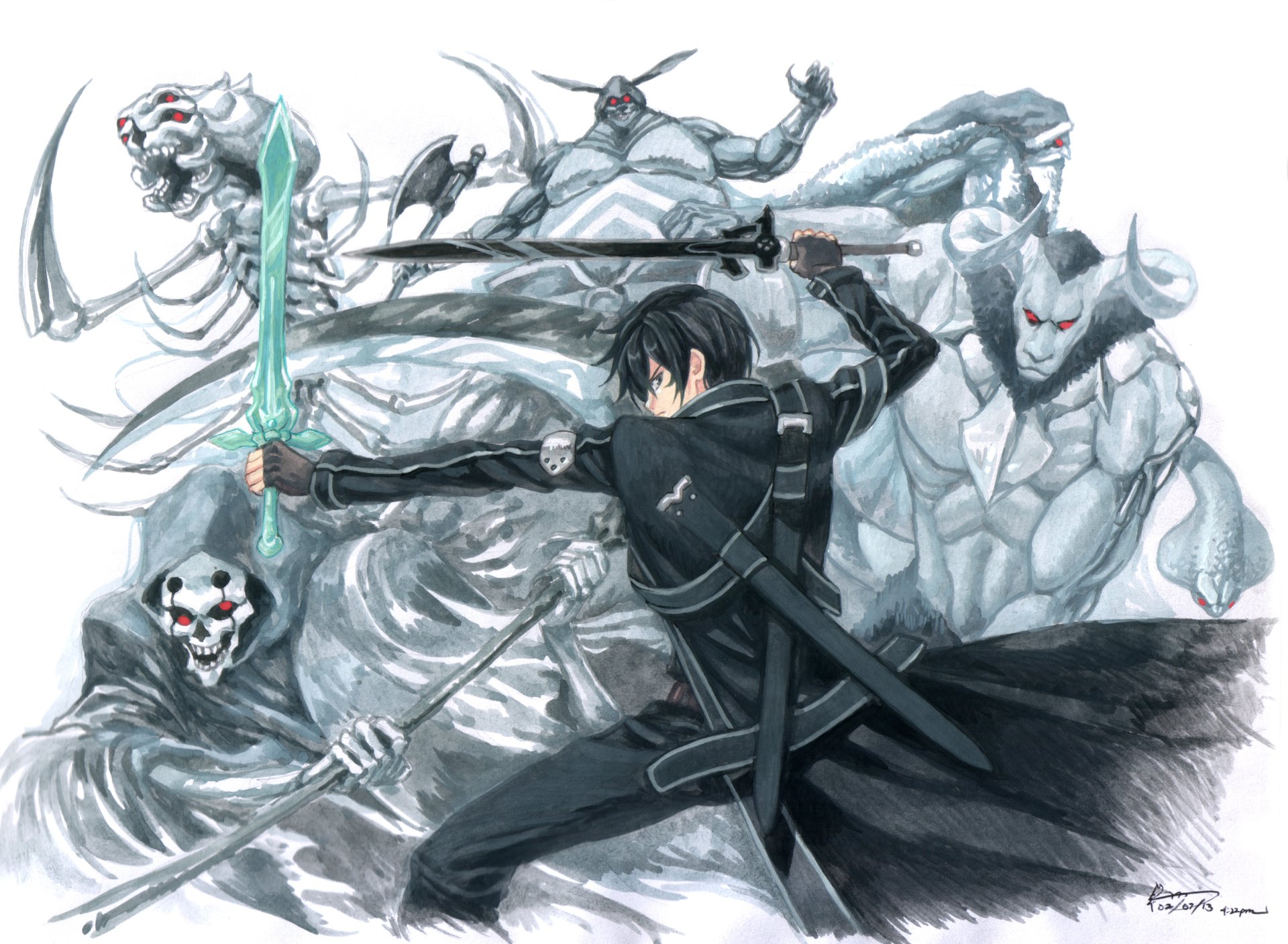 Kirito in Battle - Sword Art Online HD Wallpaper
